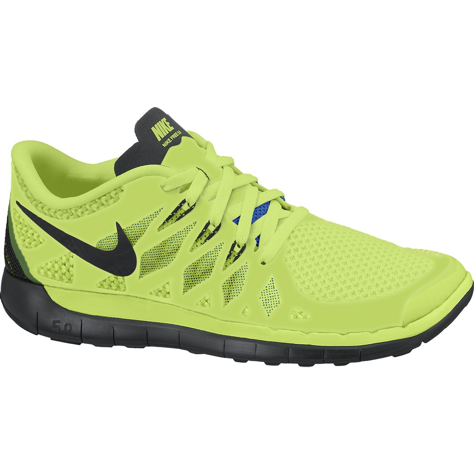 Nike Boys Free 5 0 Running Shoes Volt Black Electric Green