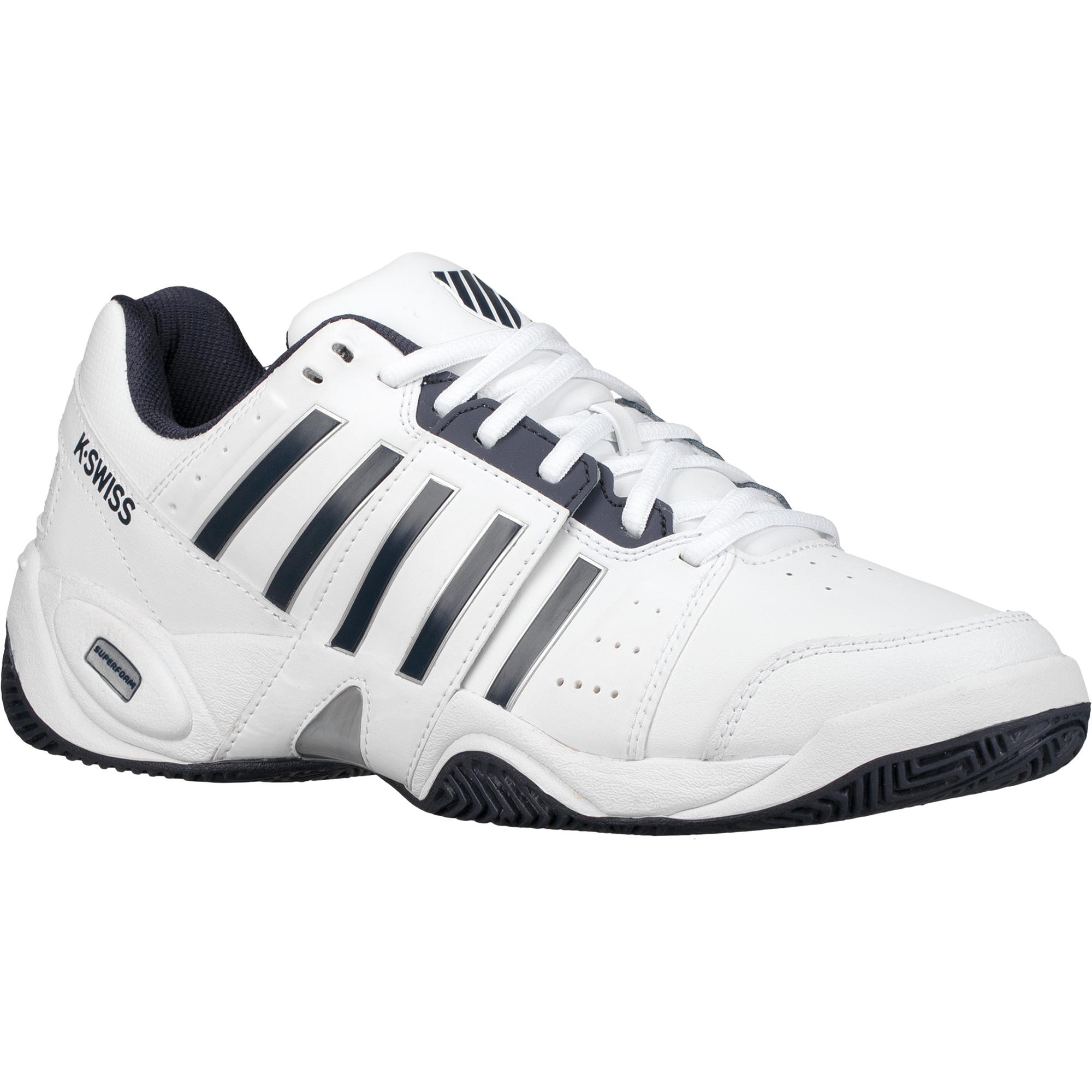 K-Swiss Mens Accomplish III Tennis Shoes - White/Navy - Tennisnuts.com