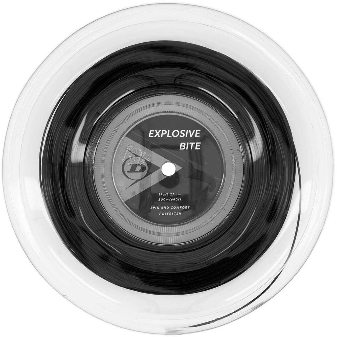Dunlop Explosive Bite 17 (1.27mm) 200m Tennis String Reel - Black ...