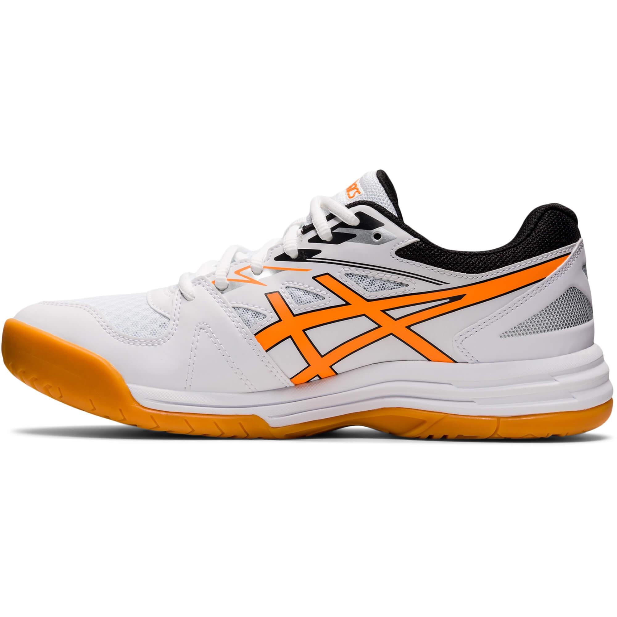 Asics Mens Upcourt 4 Indoor Court Shoes - White/Orange - Tennisnuts.com