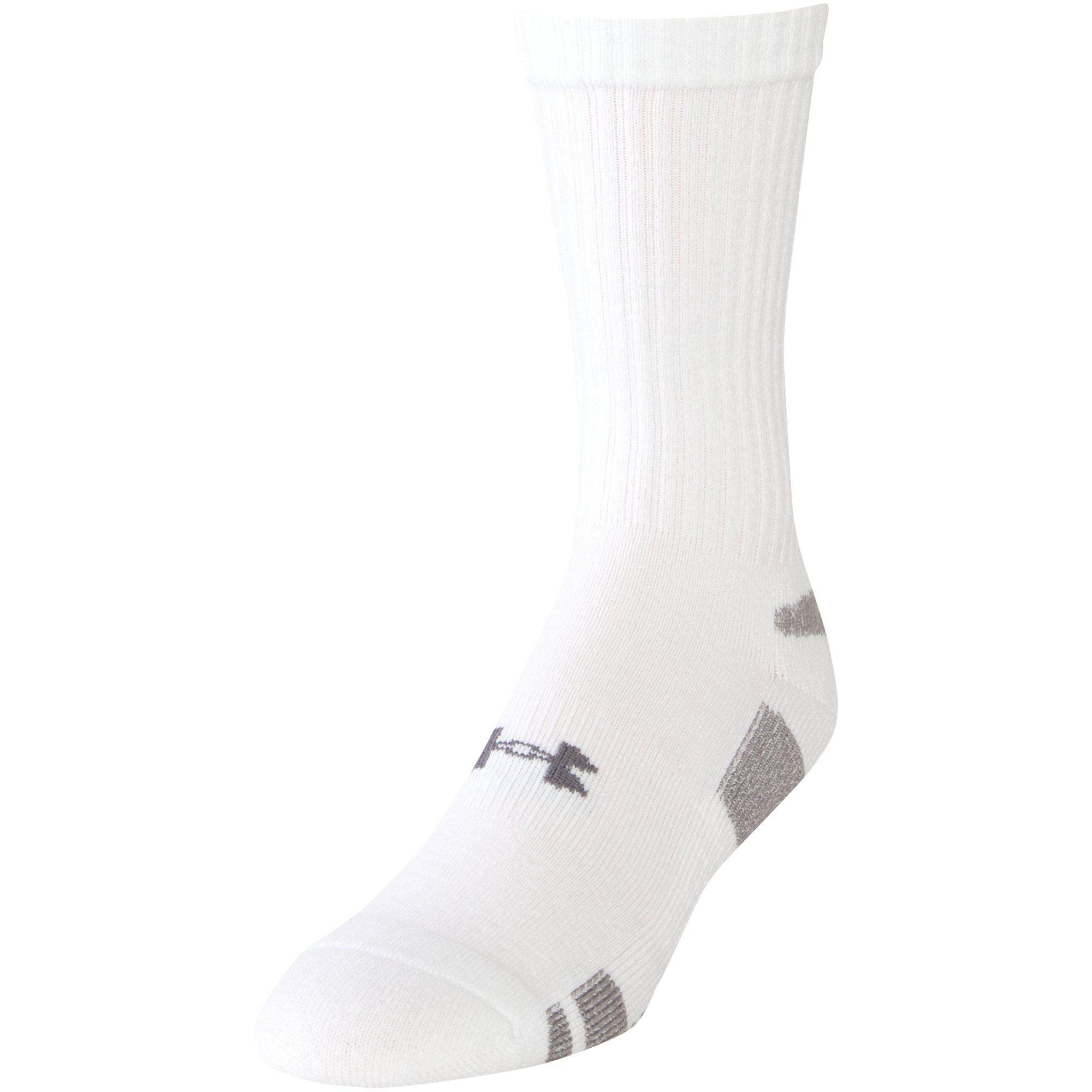 Under Armour Mens HeatGear 3pk Crew Socks - White - Tennisnuts.com
