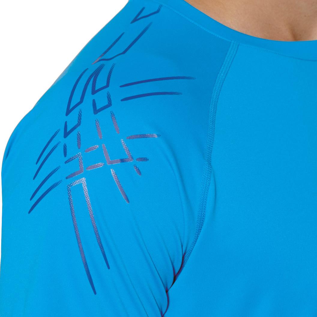 Asics Mens Stripe Short Sleeve Running Top - Blue - Tennisnuts.com