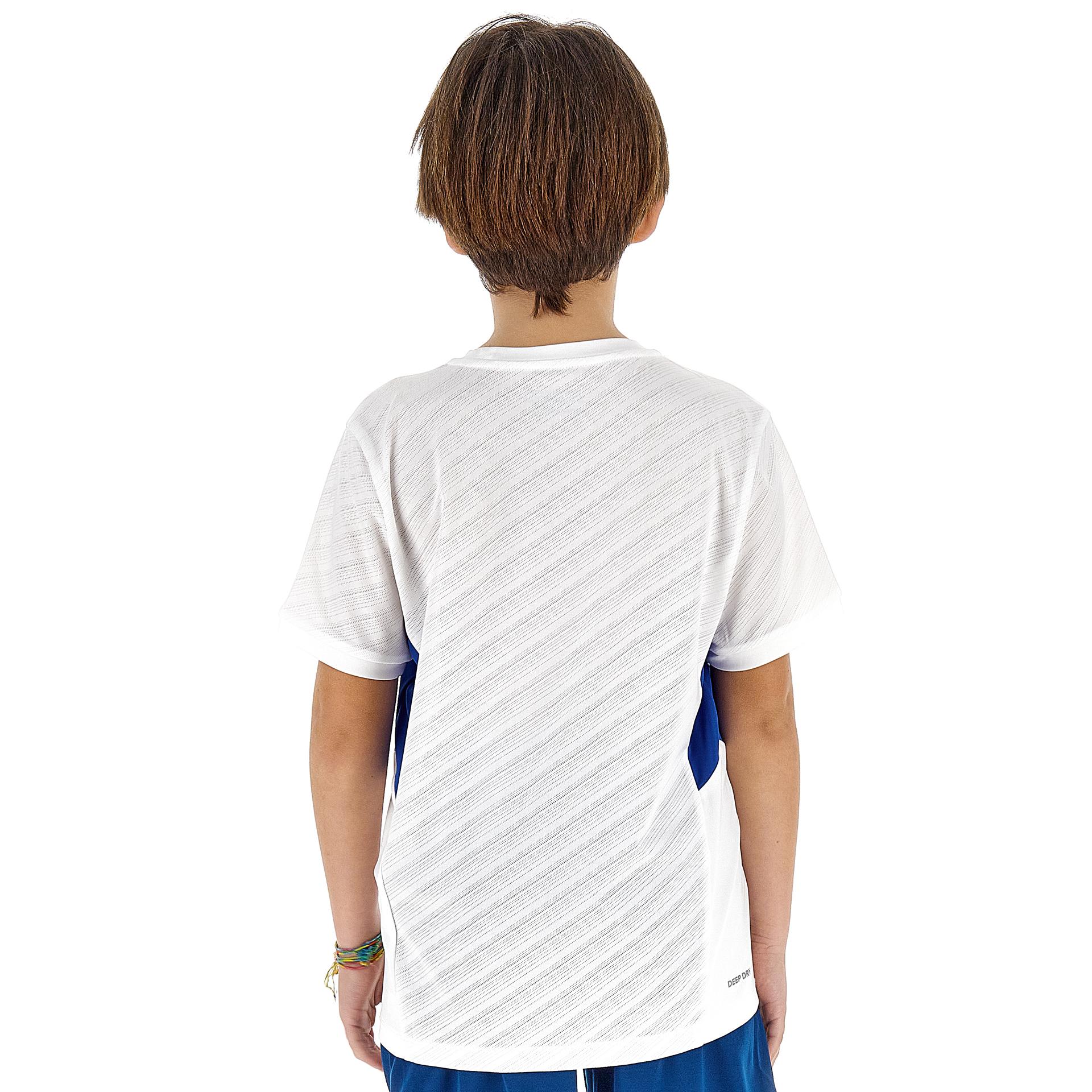 Lotto Boys Tech D2 Tee - White/Blue - Tennisnuts.com