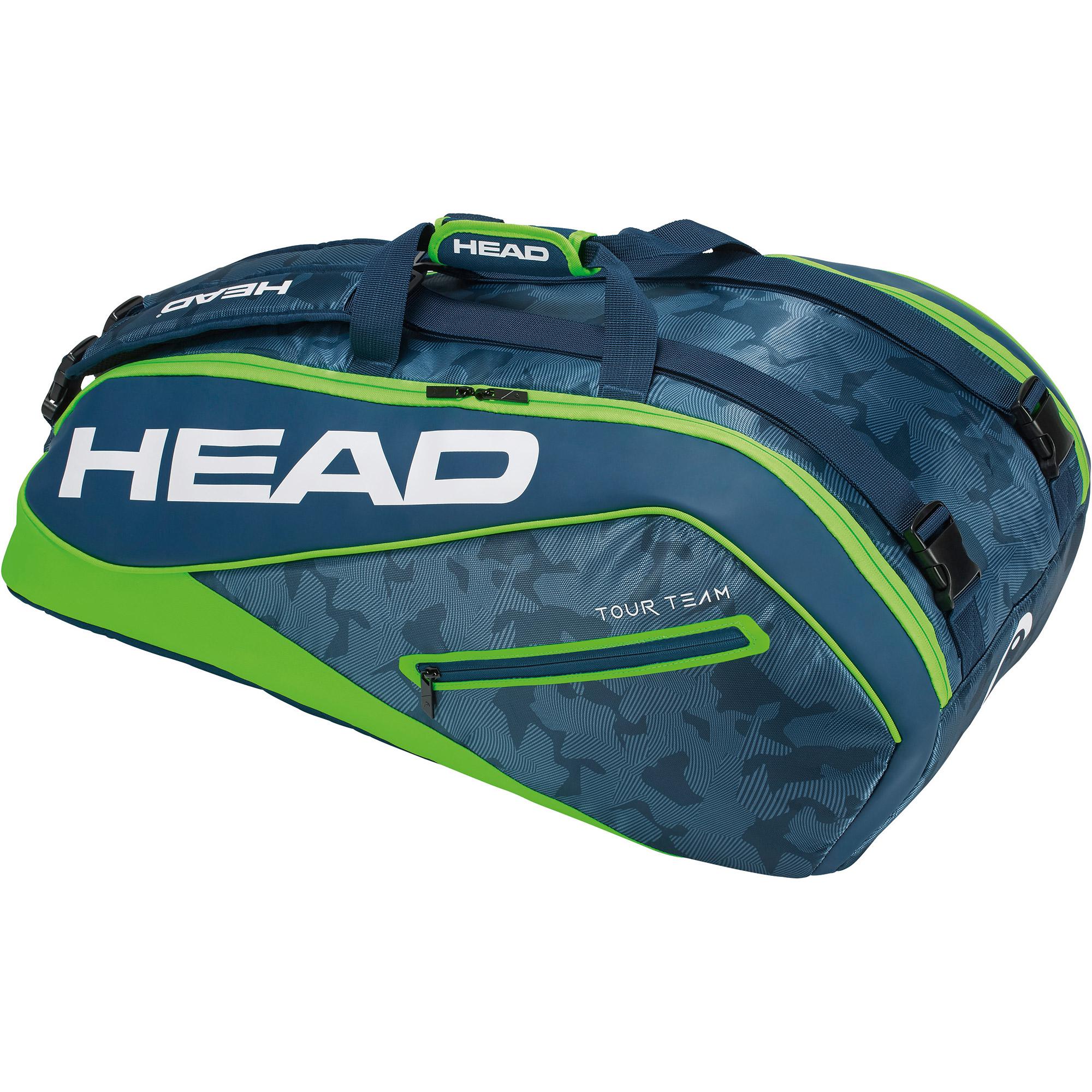 Head Tour Team Supercombi 9 Racket Bag - Navy/Green - Tennisnuts.com