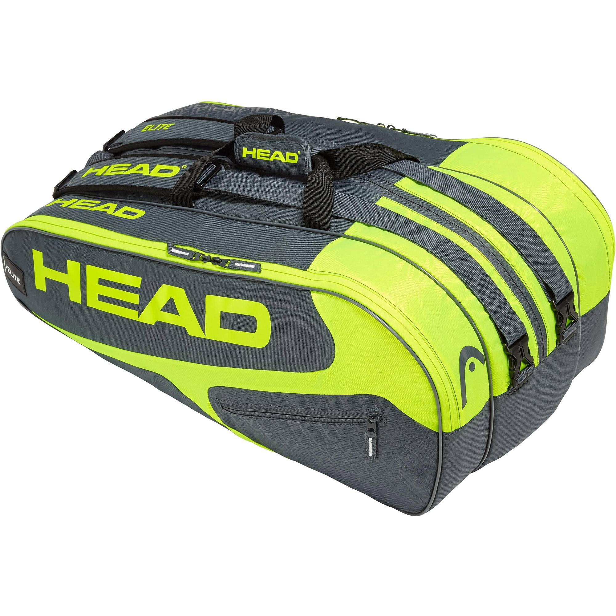 Head Elite Monstercombi 12 Racket Bag - Grey/Yellow - Tennisnuts.com