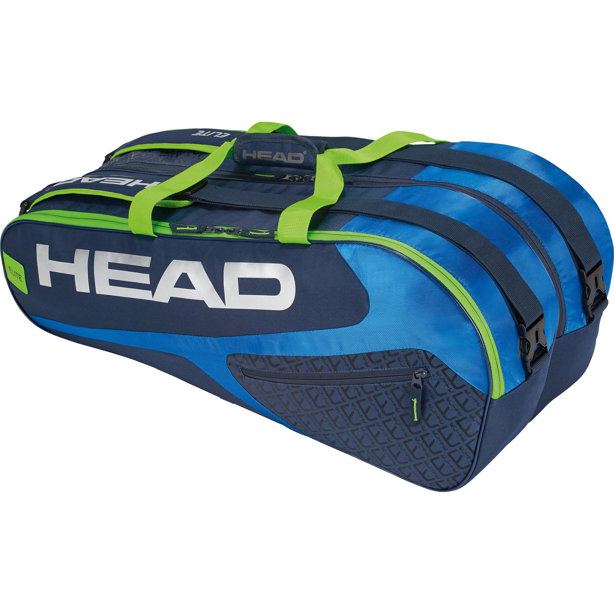 Head Elite Supercombi 9 Racket Bag - Blue/Green - Tennisnuts.com