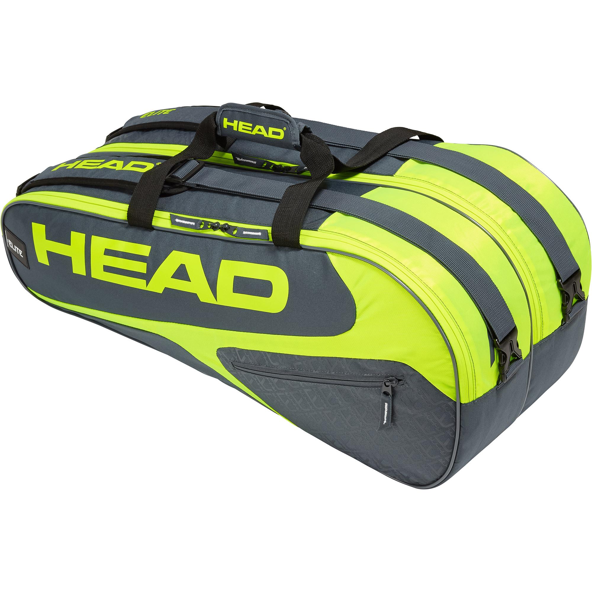Head Elite Supercombi 9 Racket Bag - Grey/Yellow - Tennisnuts.com
