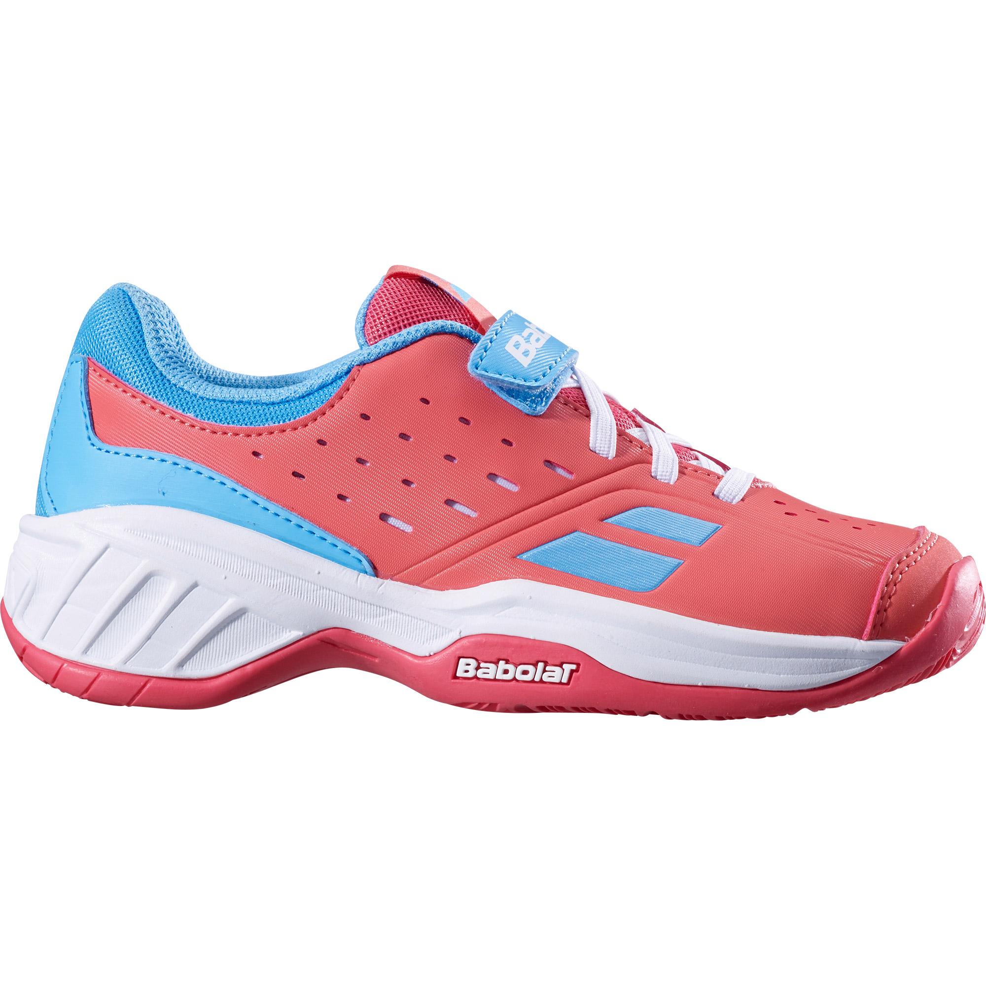 Babolat Kids Pulsion Velcro Tennis Shoes - Pink/SkyBlue - Tennisnuts.com