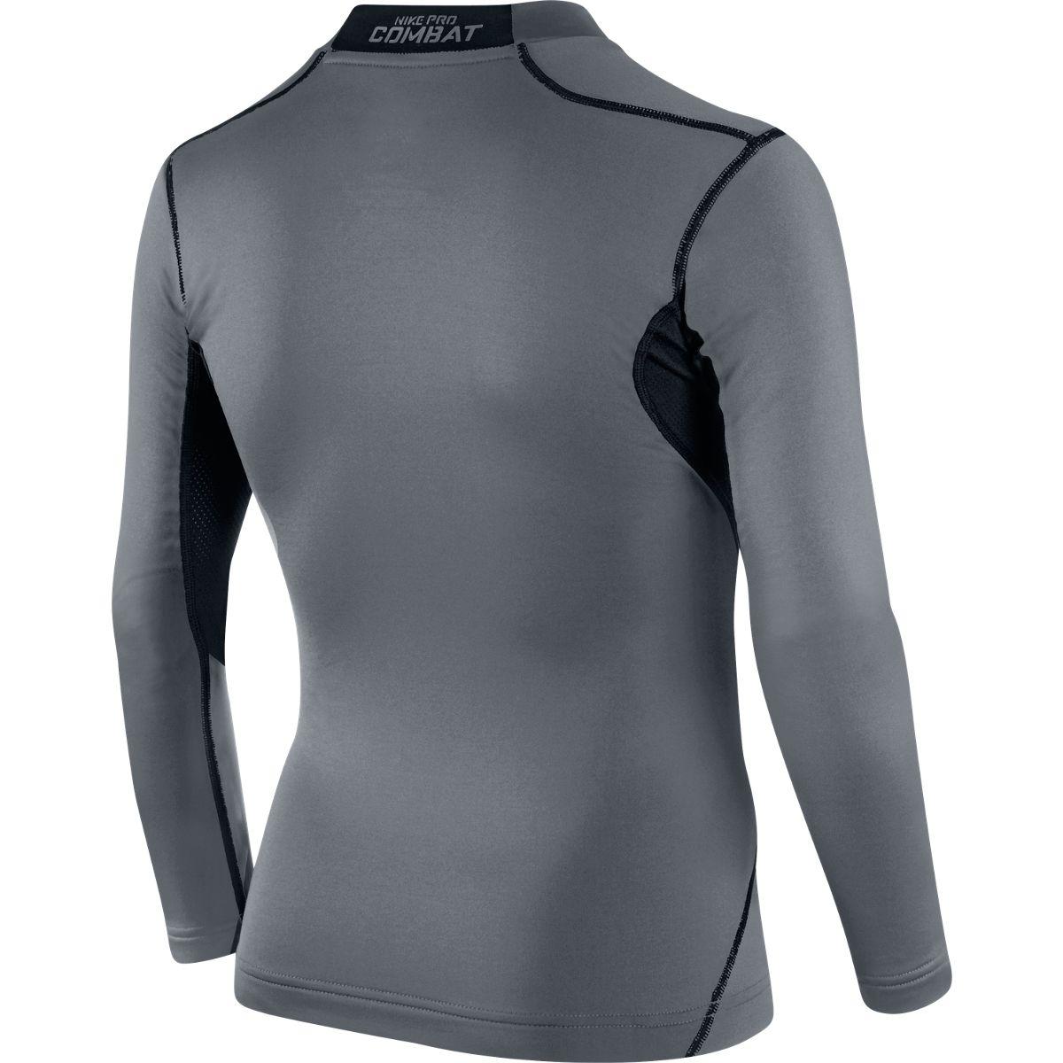 Nike Kids Pro Hyperwarm Compression LS Mock - Grey/Black - Tennisnuts.com