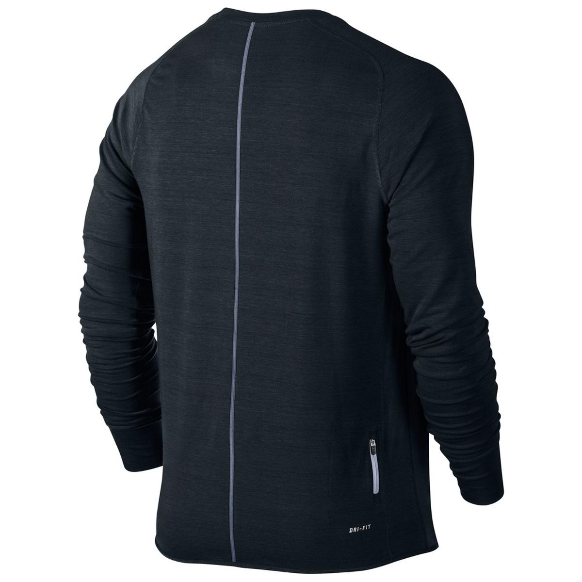 Nike Mens Dri-FIT Sprint Long Sleeve Crew - Black/Reflective Silver ...