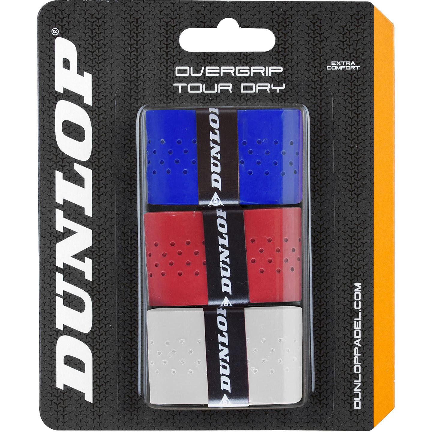 Dunlop Tour Dry Padel Overgrip (Pack of 3) - Blue/Red/White ...