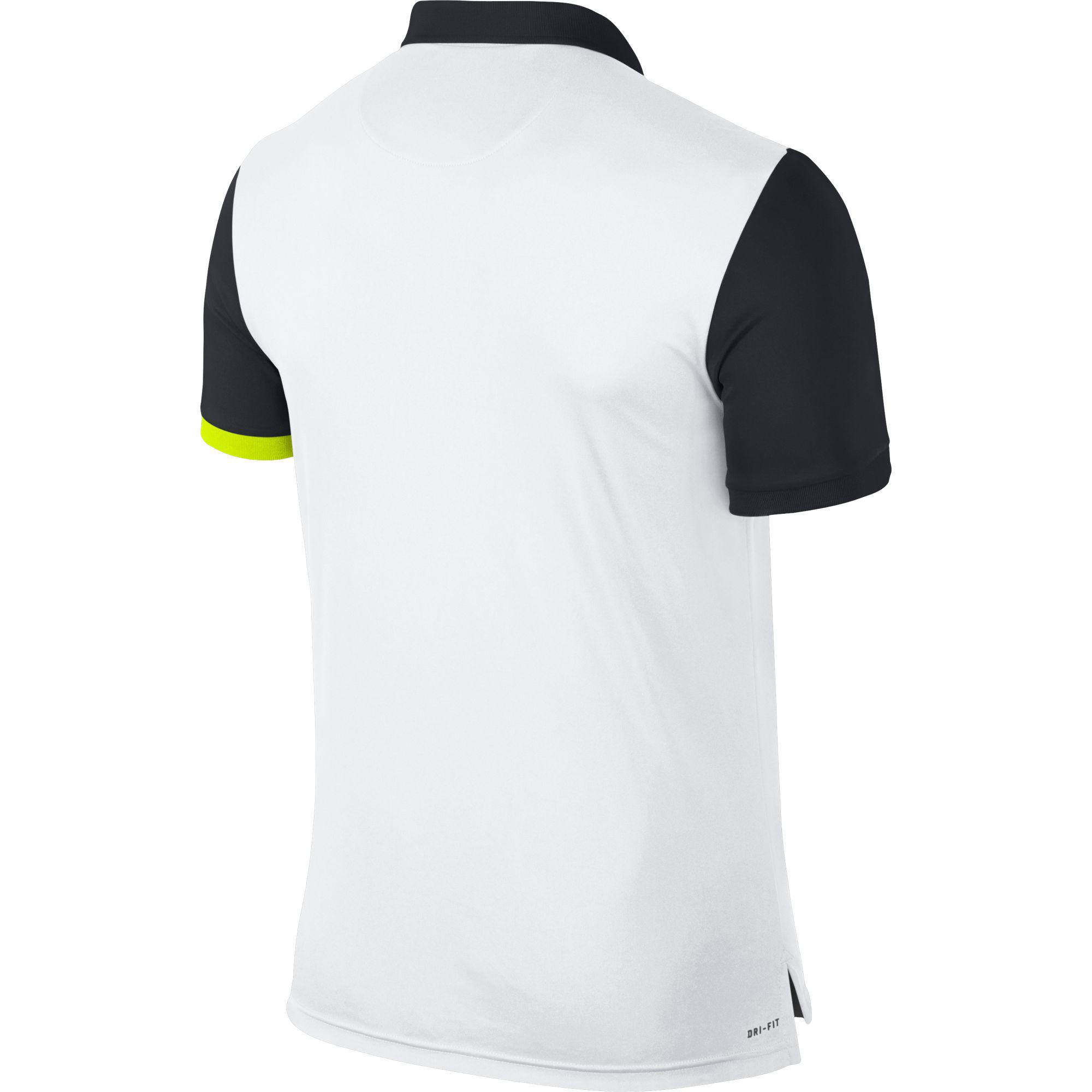 Nike Mens Advantage Polo - White/Black/Volt - Tennisnuts.com