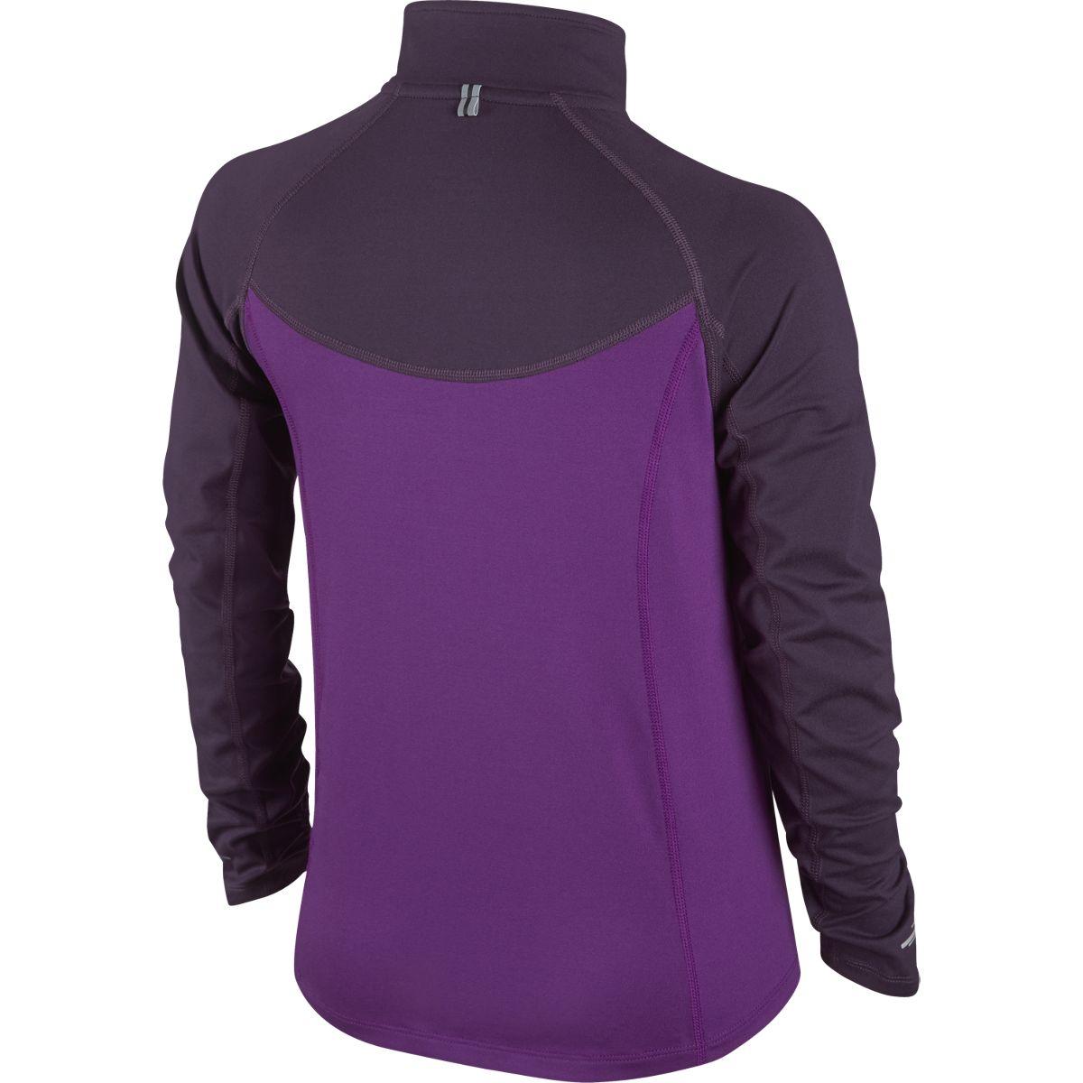 Nike Girls Element Half-Zip Long Sleeve Top - Berry/Silver - Tennisnuts.com