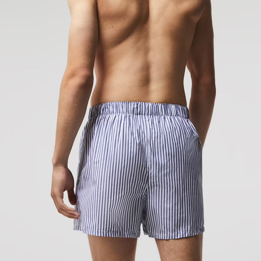 Lacoste Mens Authentic Striped Boxers (3 Pack) - Blue/White ...