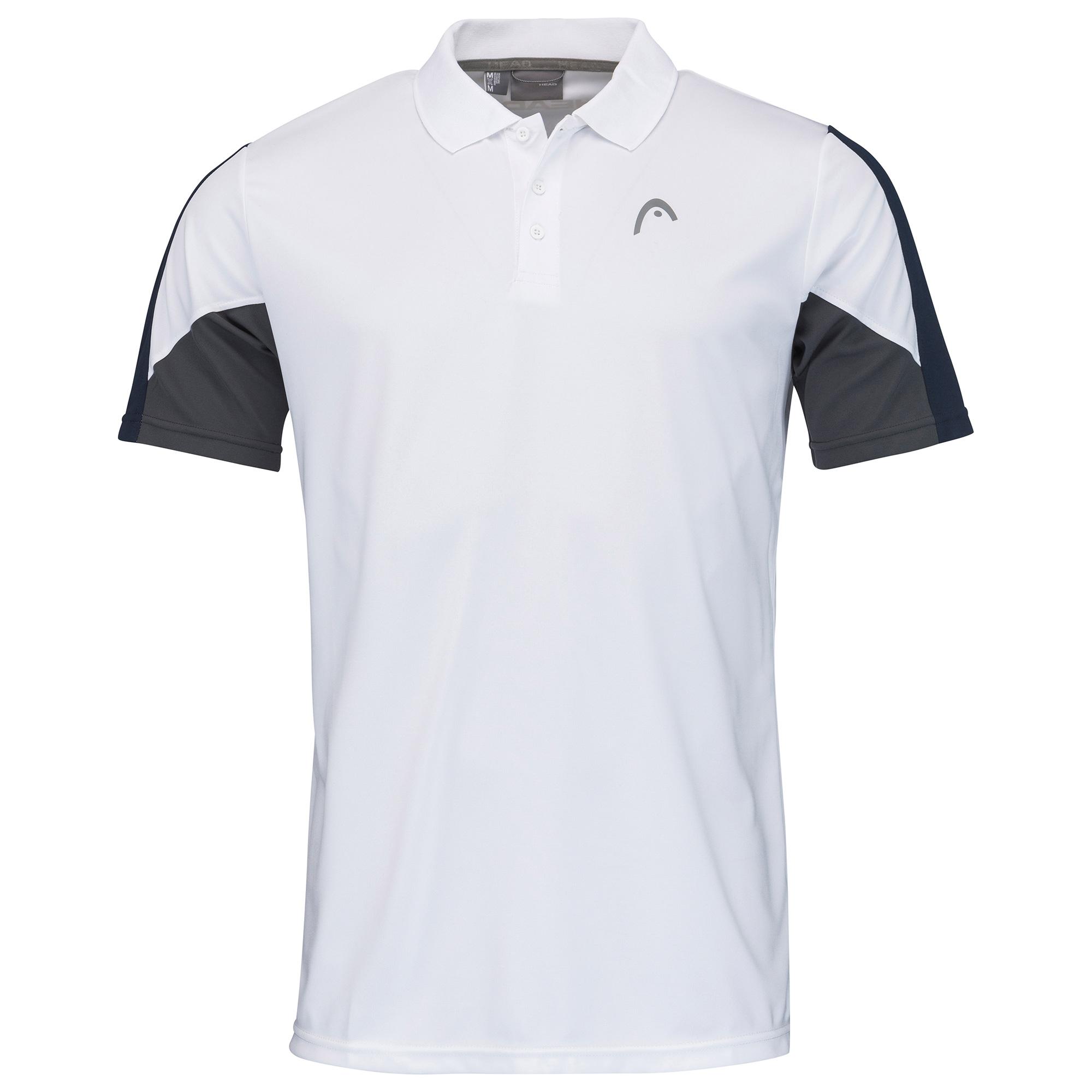 Head Mens Club Tech Polo Shirt - White/Dark Blue - Tennisnuts.com