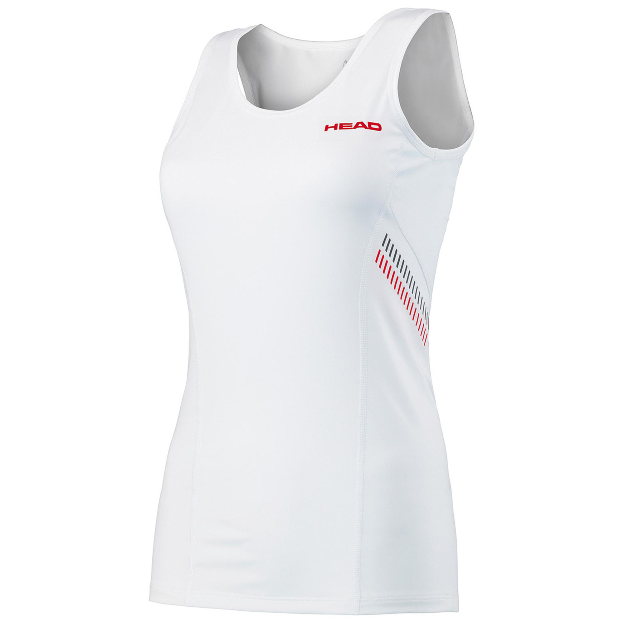 Head Girls Club Tank Top - White/Red - Tennisnuts.com
