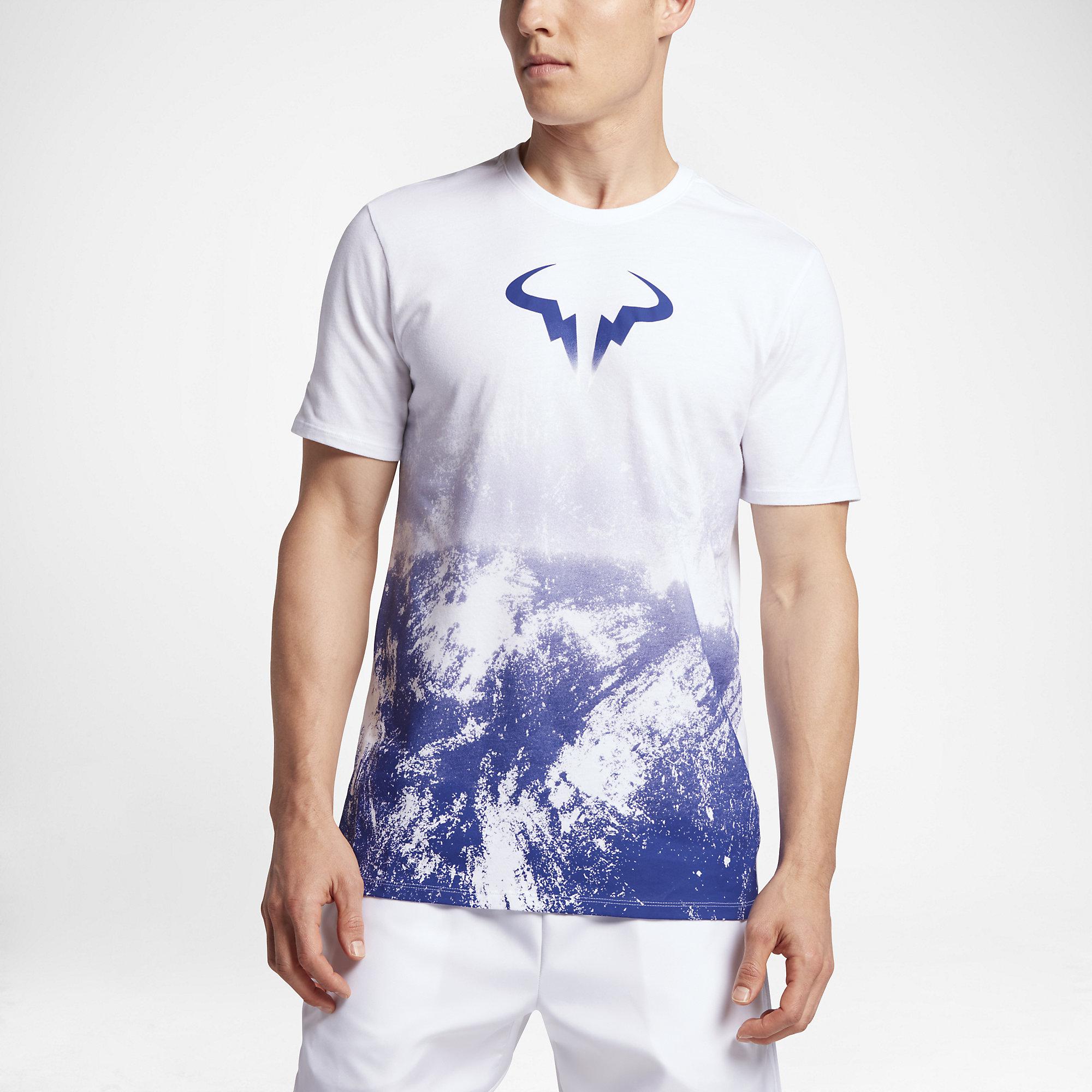 Nike Mens Rafa T-Shirt - White/Paramount Blue - Tennisnuts.com