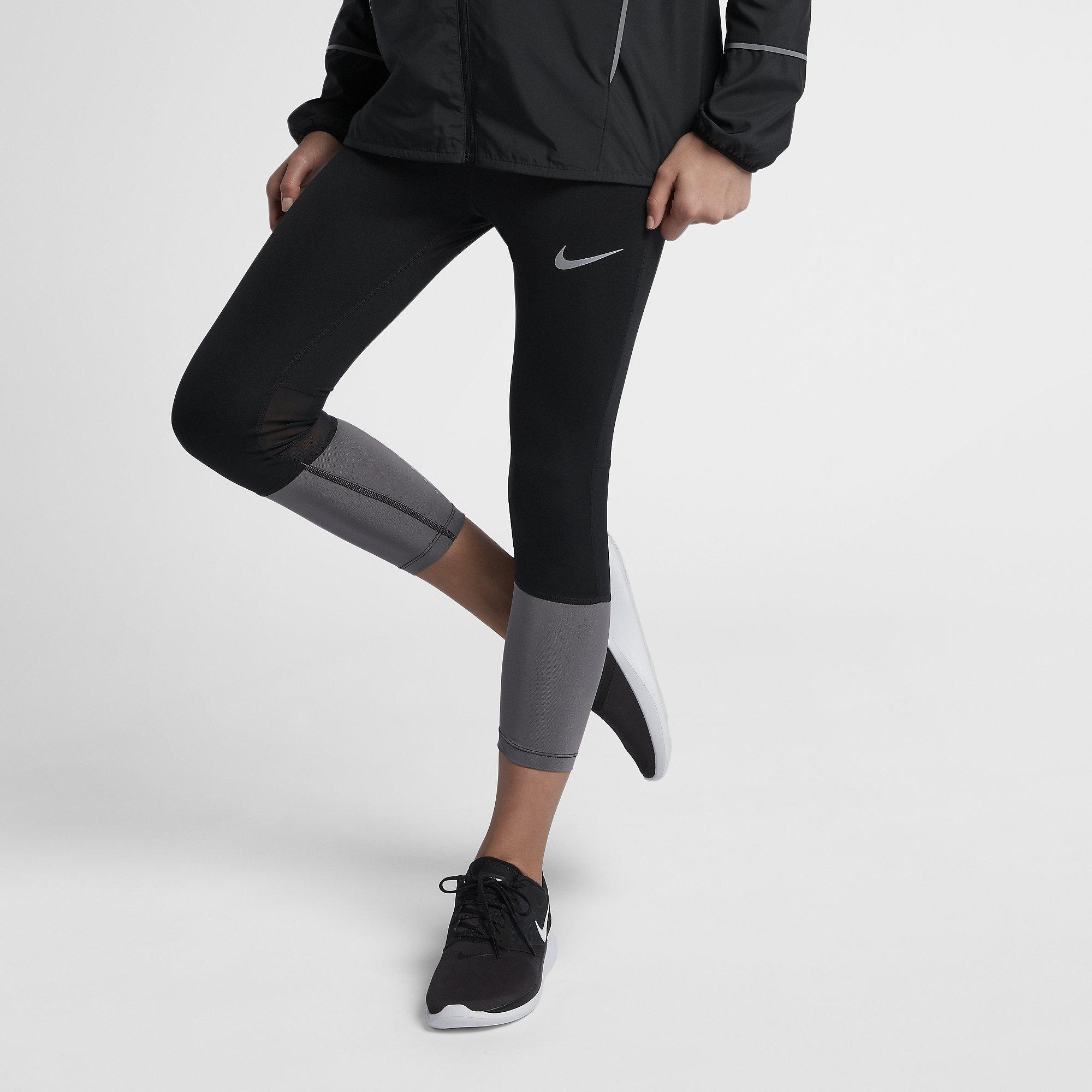Nike Girls Dri-Fit Power Tights - Black/Gunsmoke - Tennisnuts.com