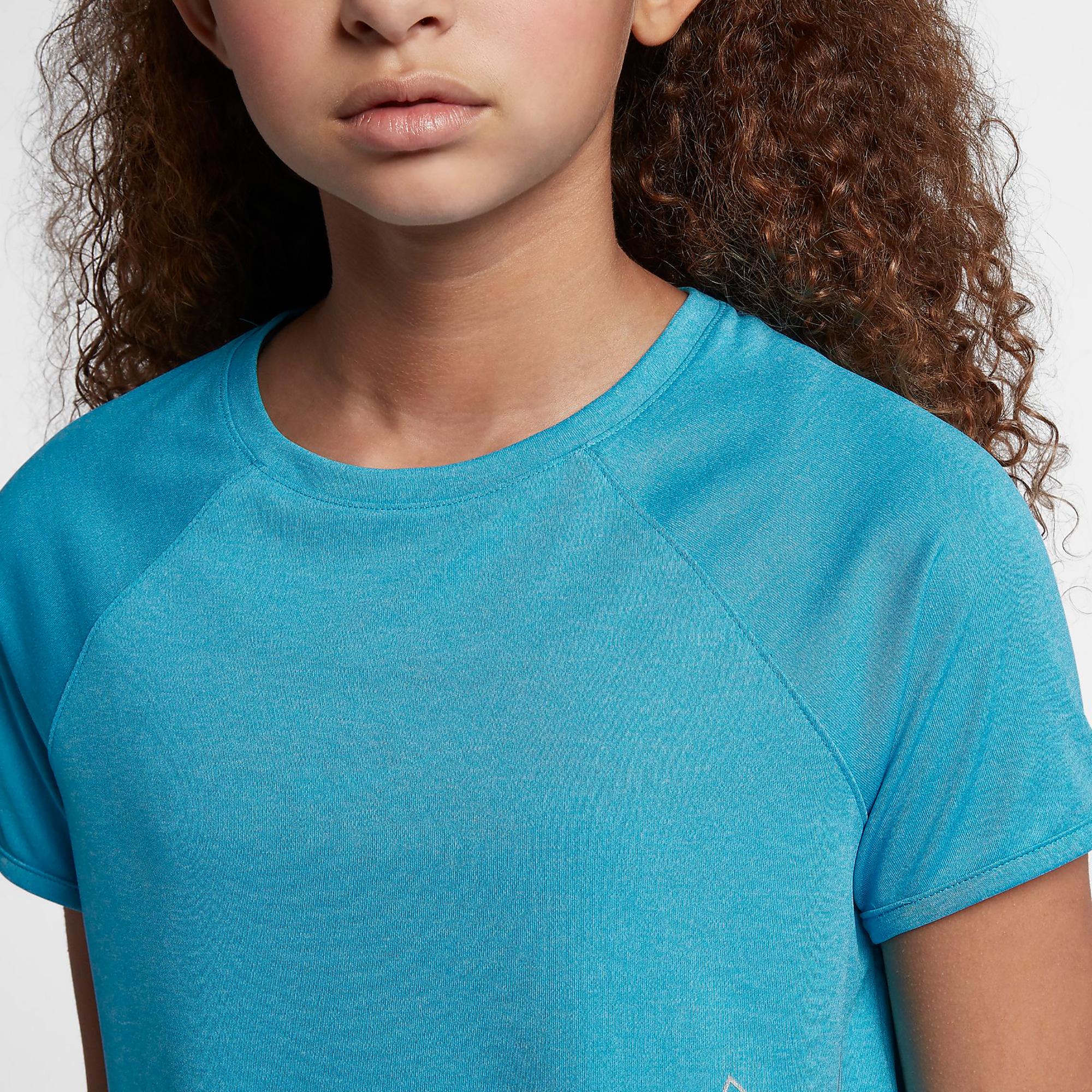 Nike Girls Short Sleeve Running Top - Light Blue Fury - Tennisnuts.com