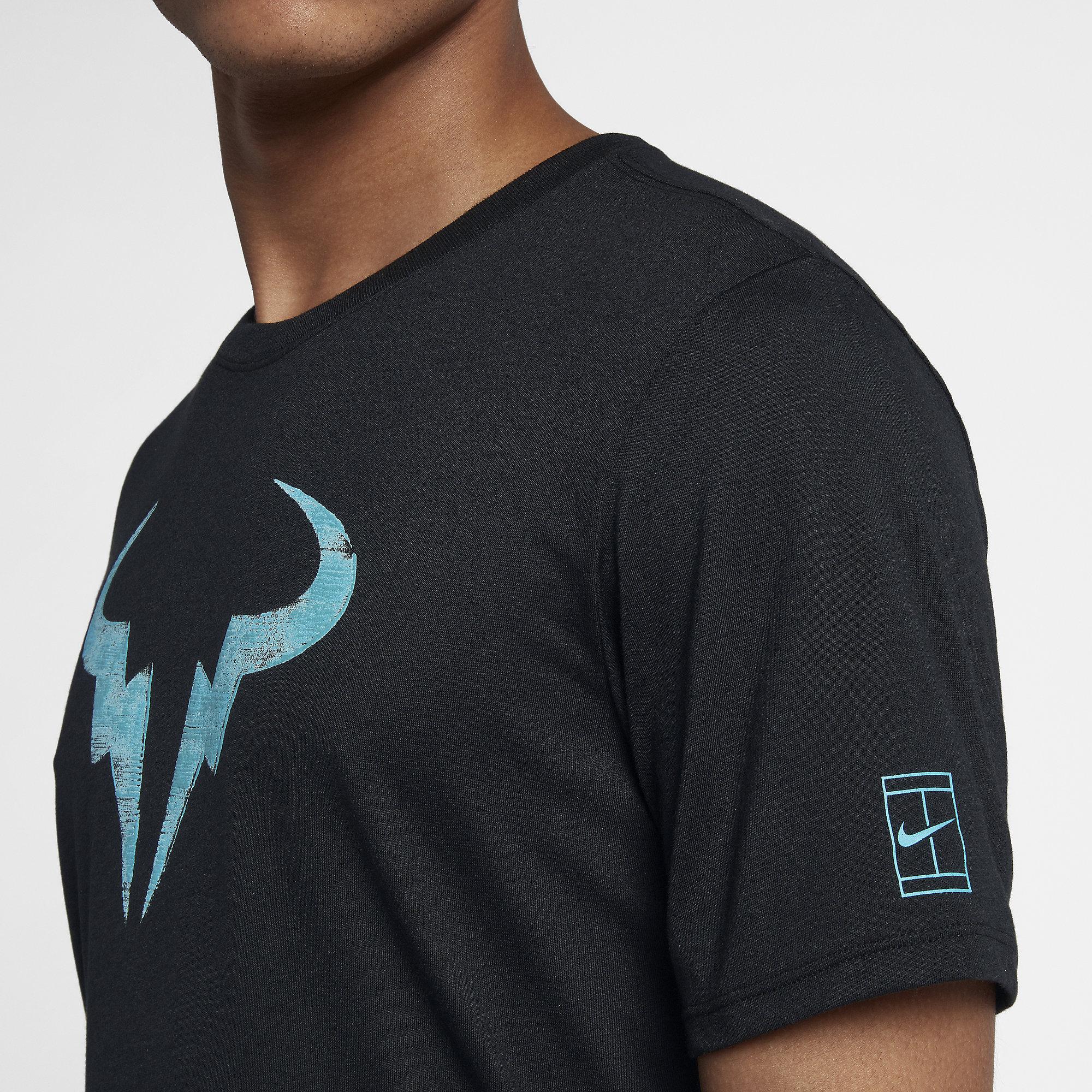 Nike Mens Dry Rafa T-Shirt - Black/Lagoon Pulse - Tennisnuts.com