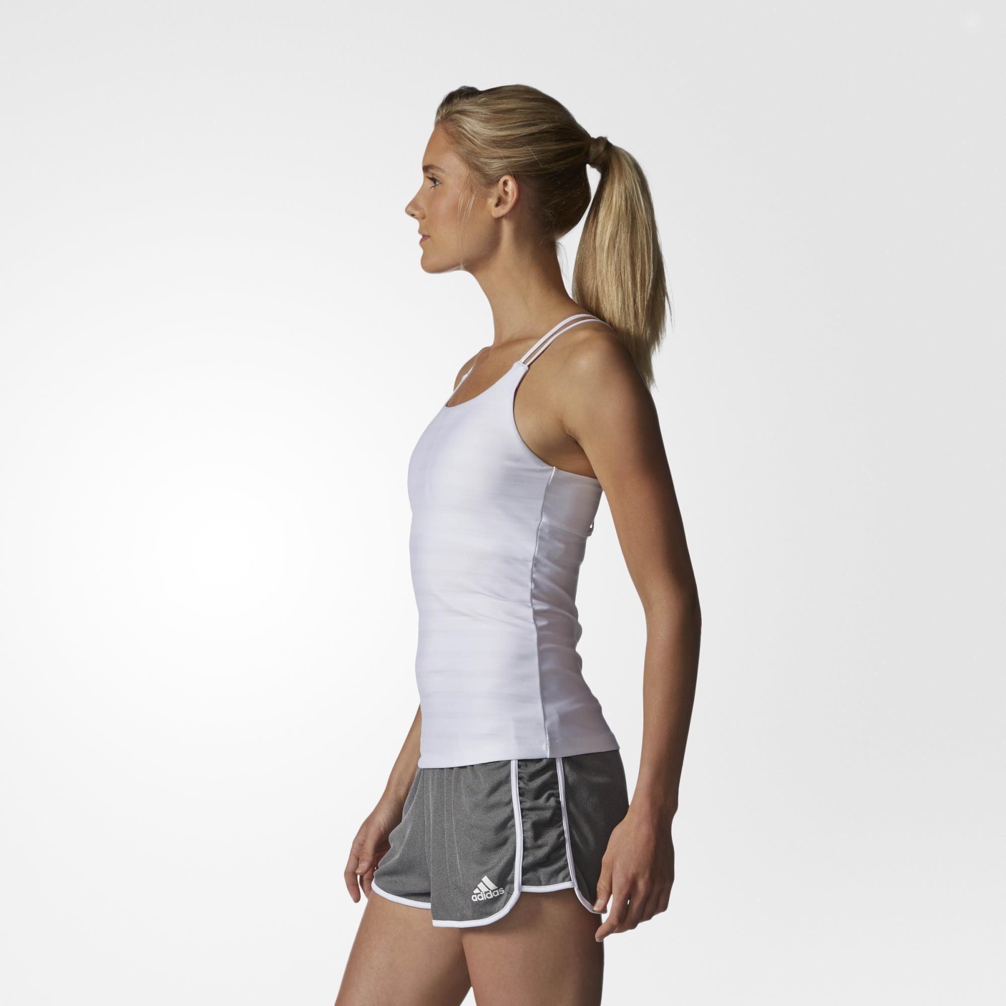 Adidas Womens All Premium Strappy Tank Top - White - Tennisnuts.com
