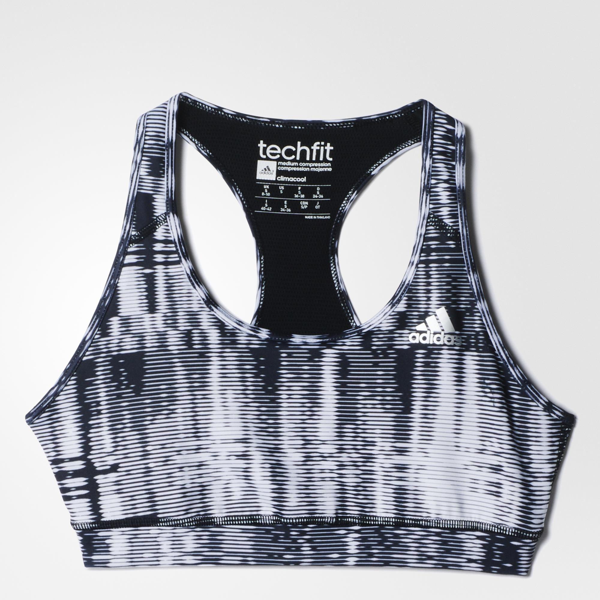 Adidas Techfit Printed Sports Bra - White - Tennisnuts.com