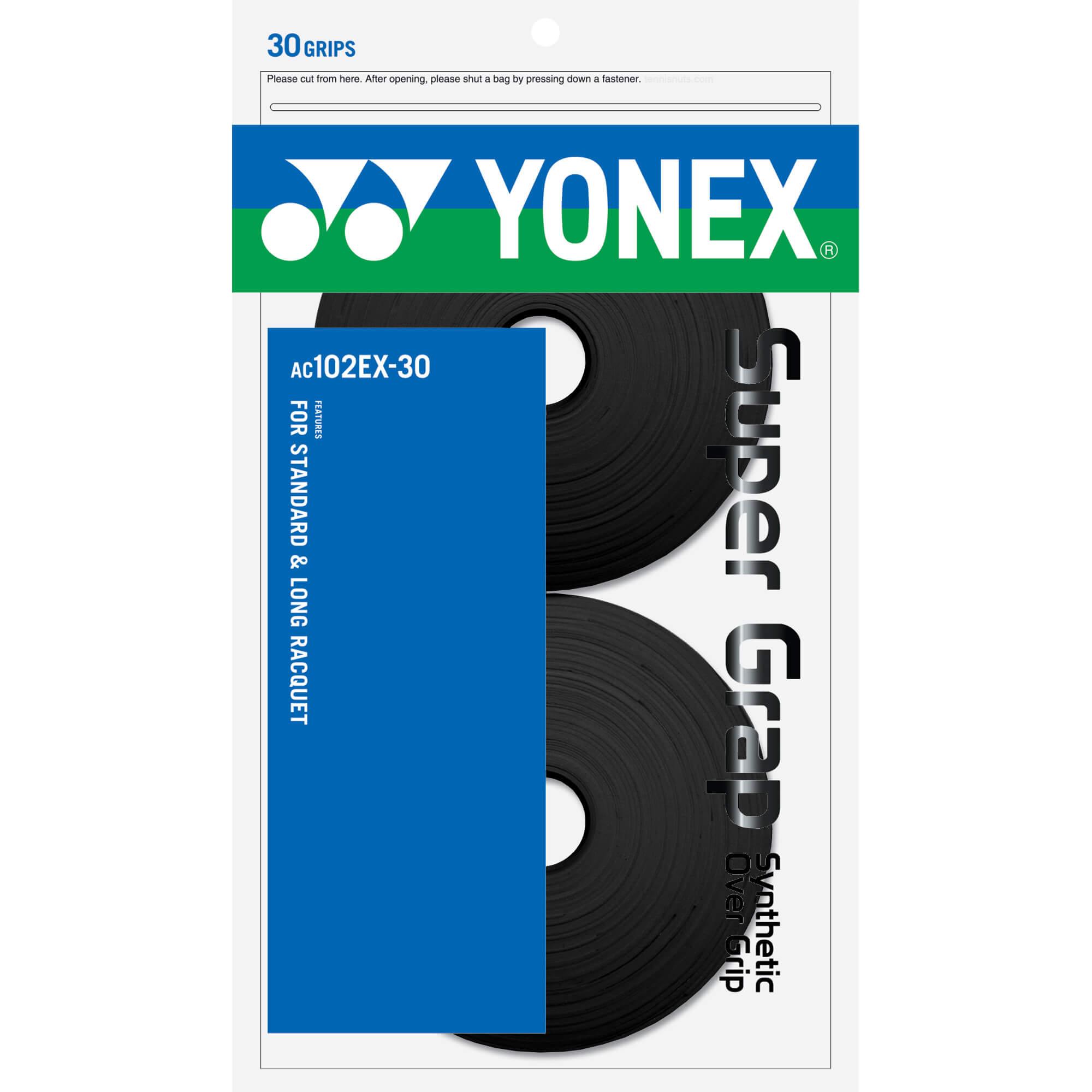Yonex AC102EX Super Grap Overgrips (Pack of 30) - Black - Tennisnuts.com