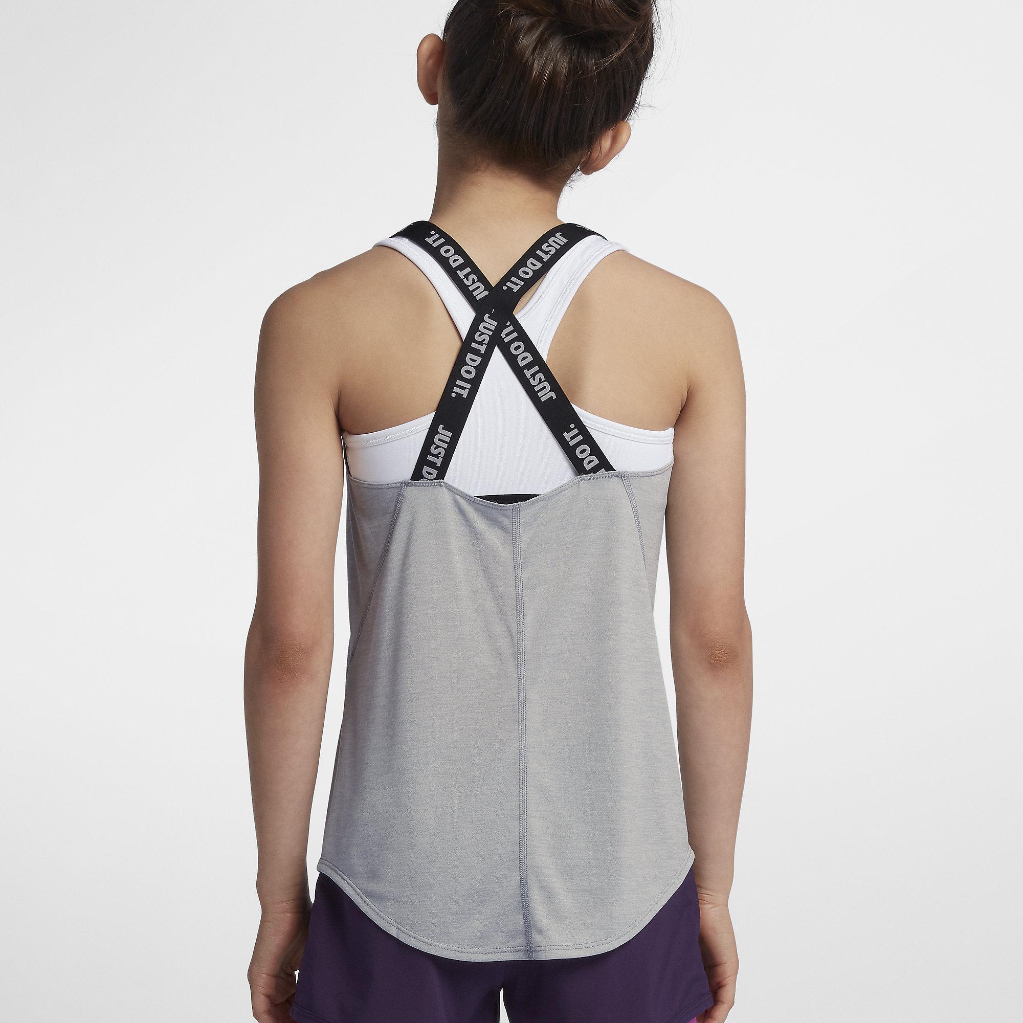 Nike Girls Dri-FIT Training Tank Top - Wolf Grey/Black - Tennisnuts.com