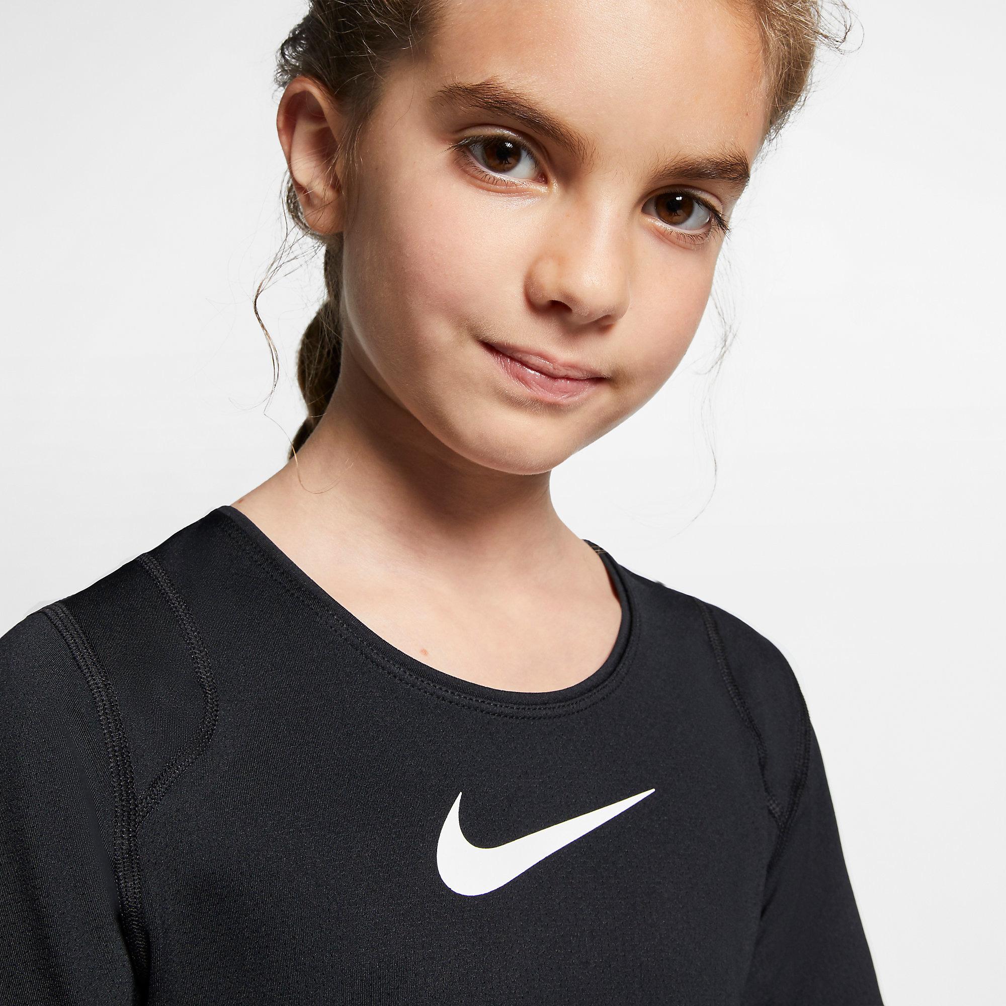 Nike Pro Girls Short Sleeved Top - Black - Tennisnuts.com