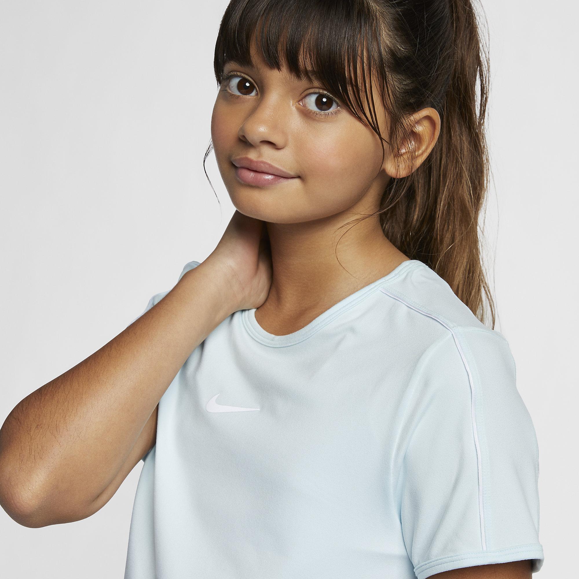 Nike Girls Dri-FIT Top - Topaz Mist/White - Tennisnuts.com