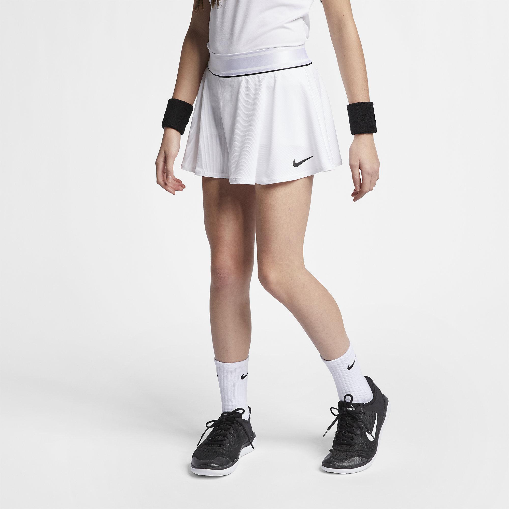 Nike Girls Dri-FIT Tennis Skort - White/Black - Tennisnuts.com