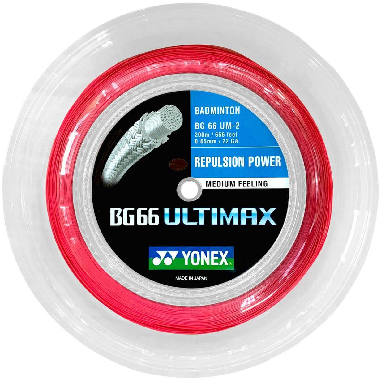 Yonex BG66 Ultimax 200m Badminton String Reel - Red - Tennisnuts.com