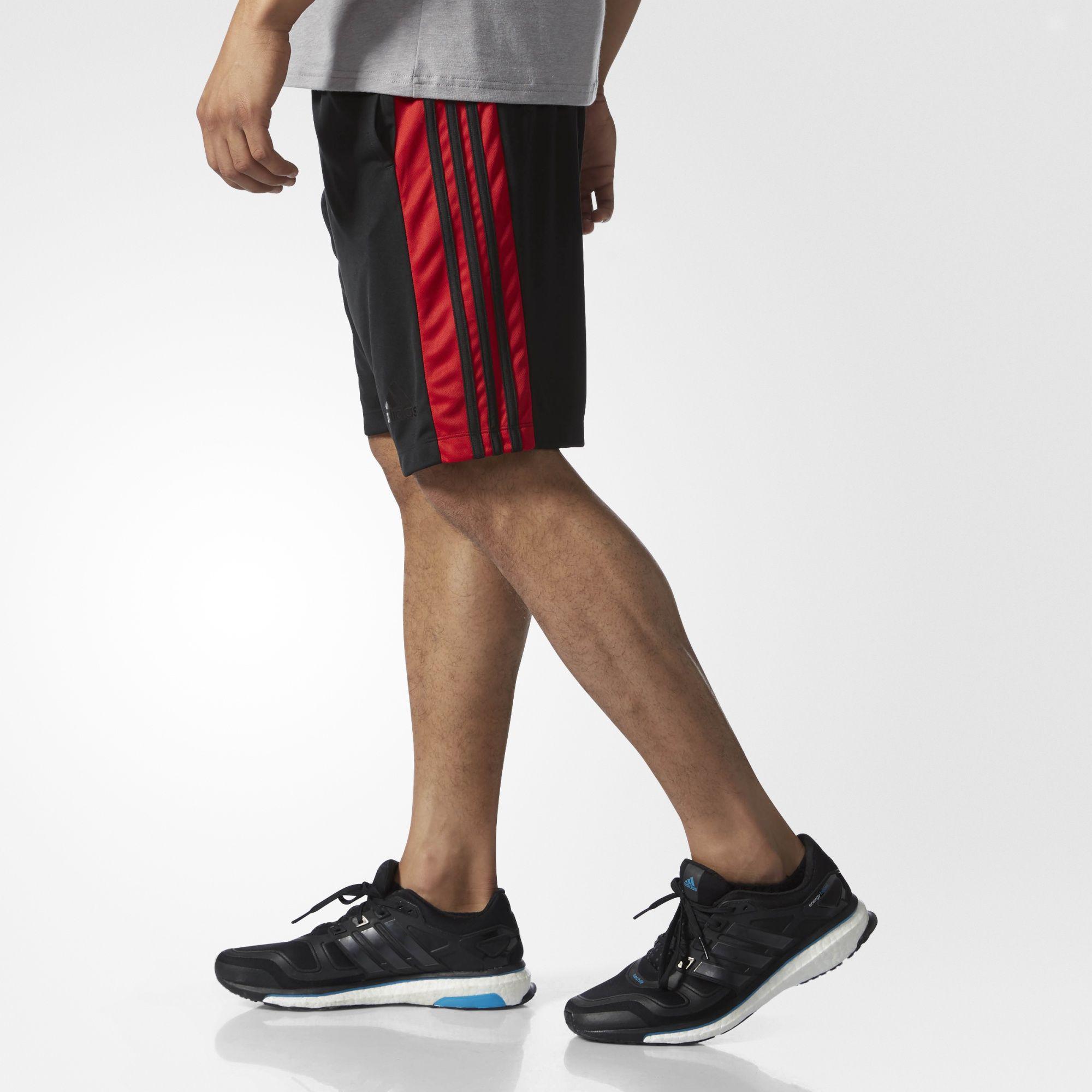 Adidas Mens D2M 3-Stripes Shorts - Black/Red - Tennisnuts.com