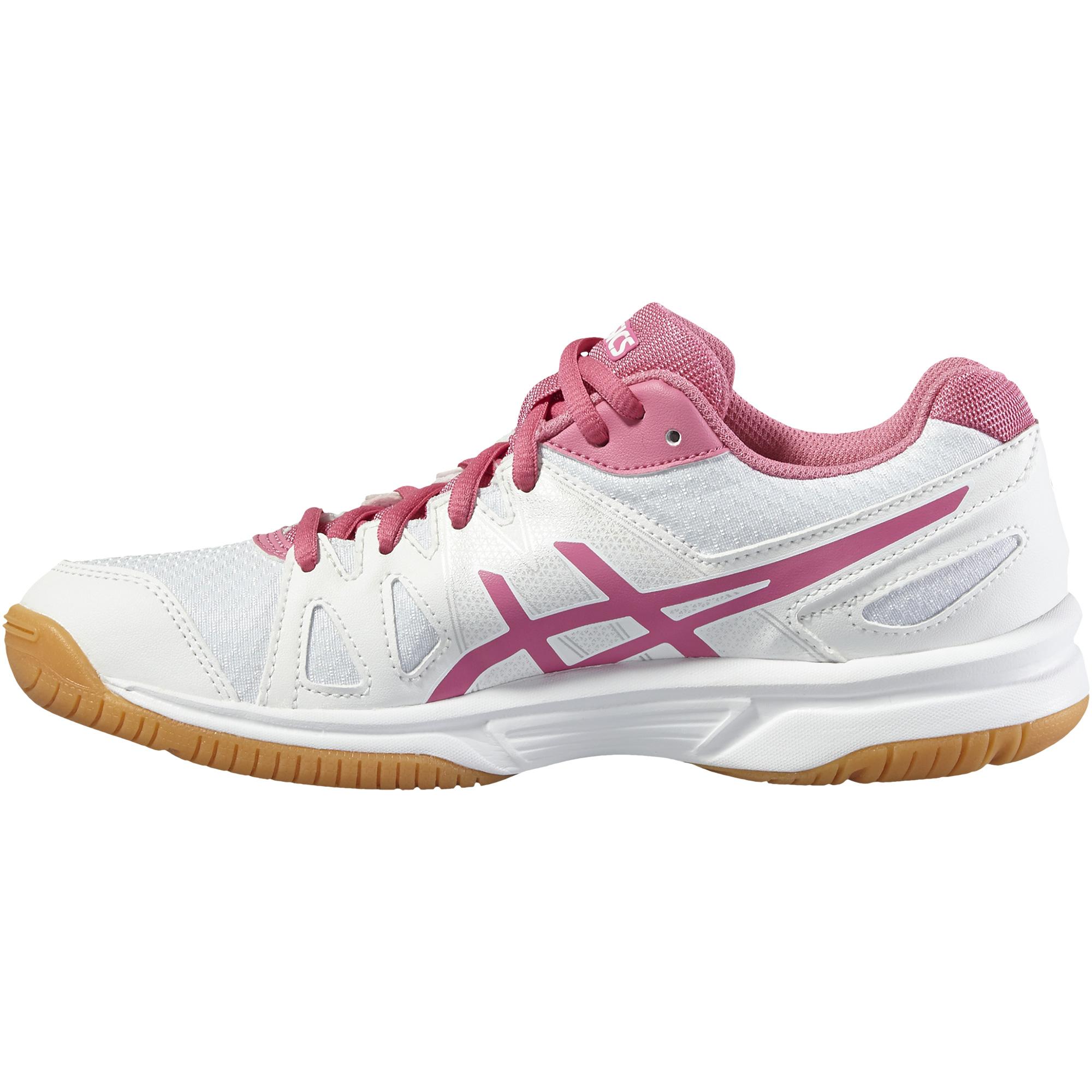 Asics Girls GEL-Upcourt GS Indoor Court Shoes - White/Azalea Pink - Tennisnuts.com