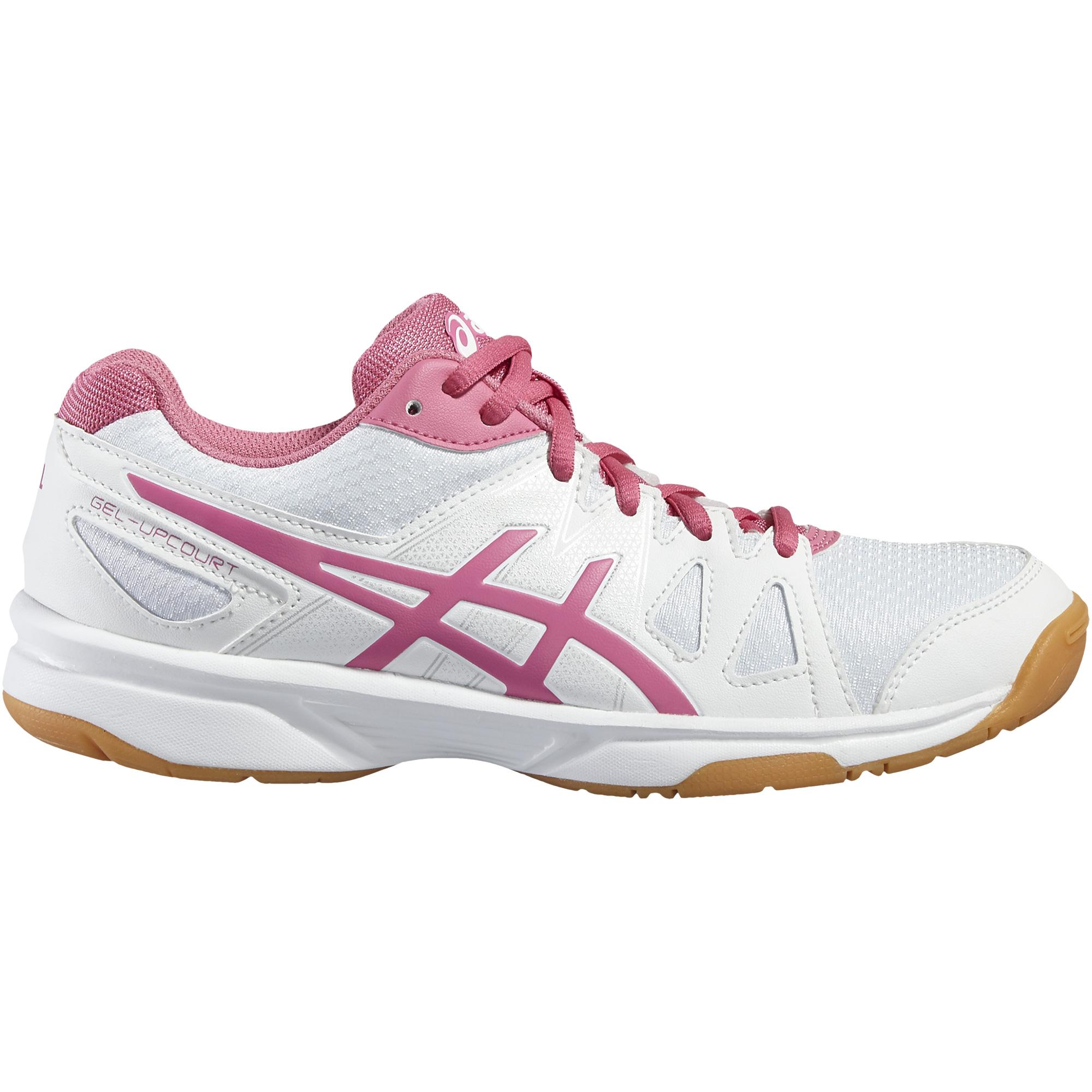 Asics Girls GEL-Upcourt GS Indoor Court Shoes - White/Azalea Pink - Tennisnuts.com