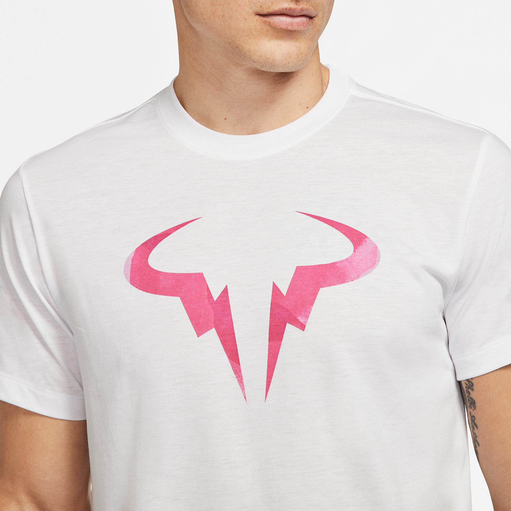 Nike Mens Dri-FIT Rafa Tee - White/Pink - Tennisnuts.com
