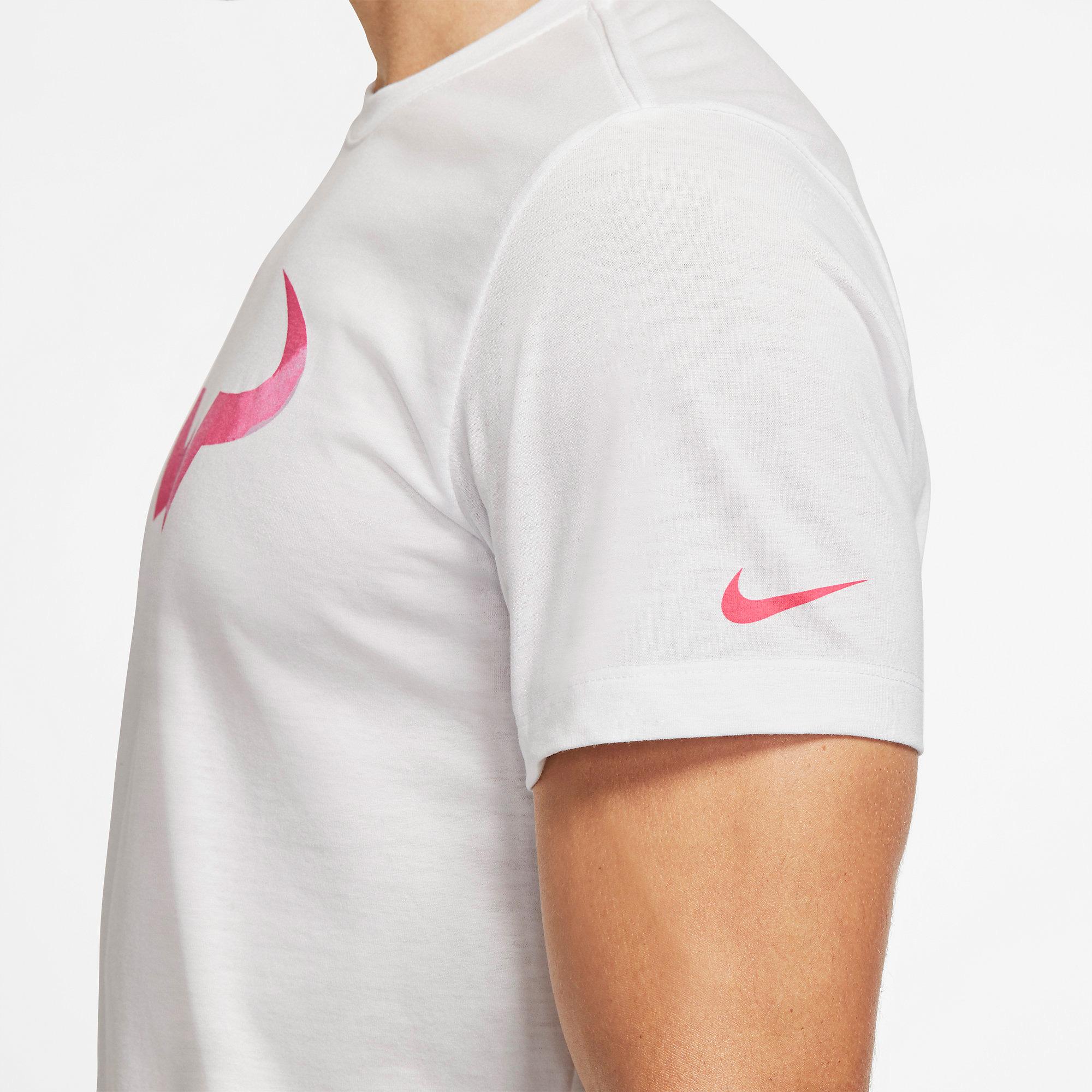 Nike Mens Dri-FIT Rafa Tee - White/Pink - Tennisnuts.com