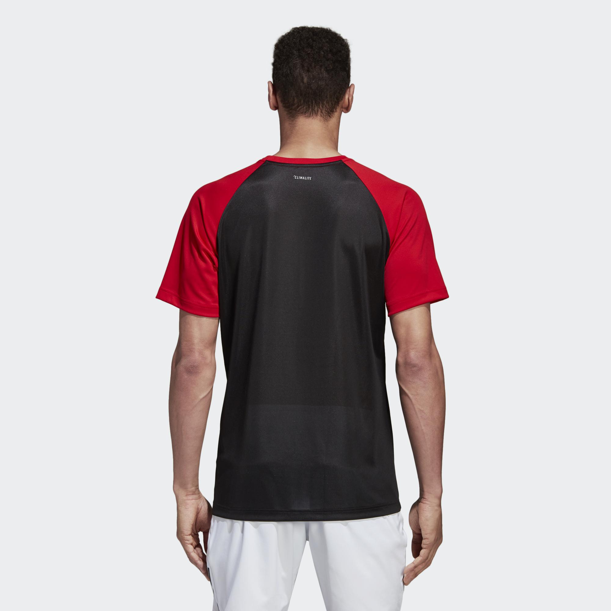 Adidas Mens 3-Stripes Club Tee - Scarlet Red/Black - Tennisnuts.com