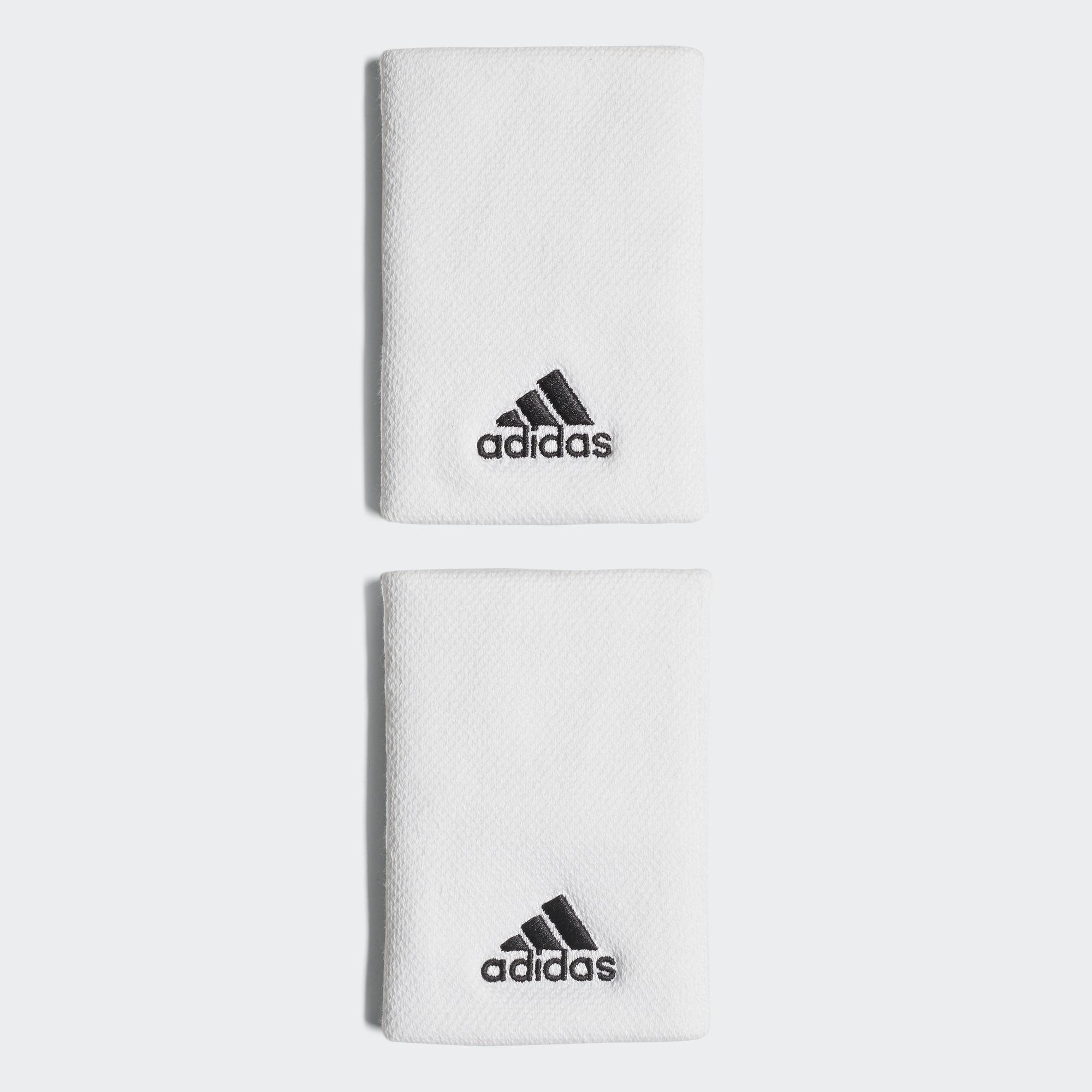 Adidas Tennis Large Wristbands - White/Black - Tennisnuts.com