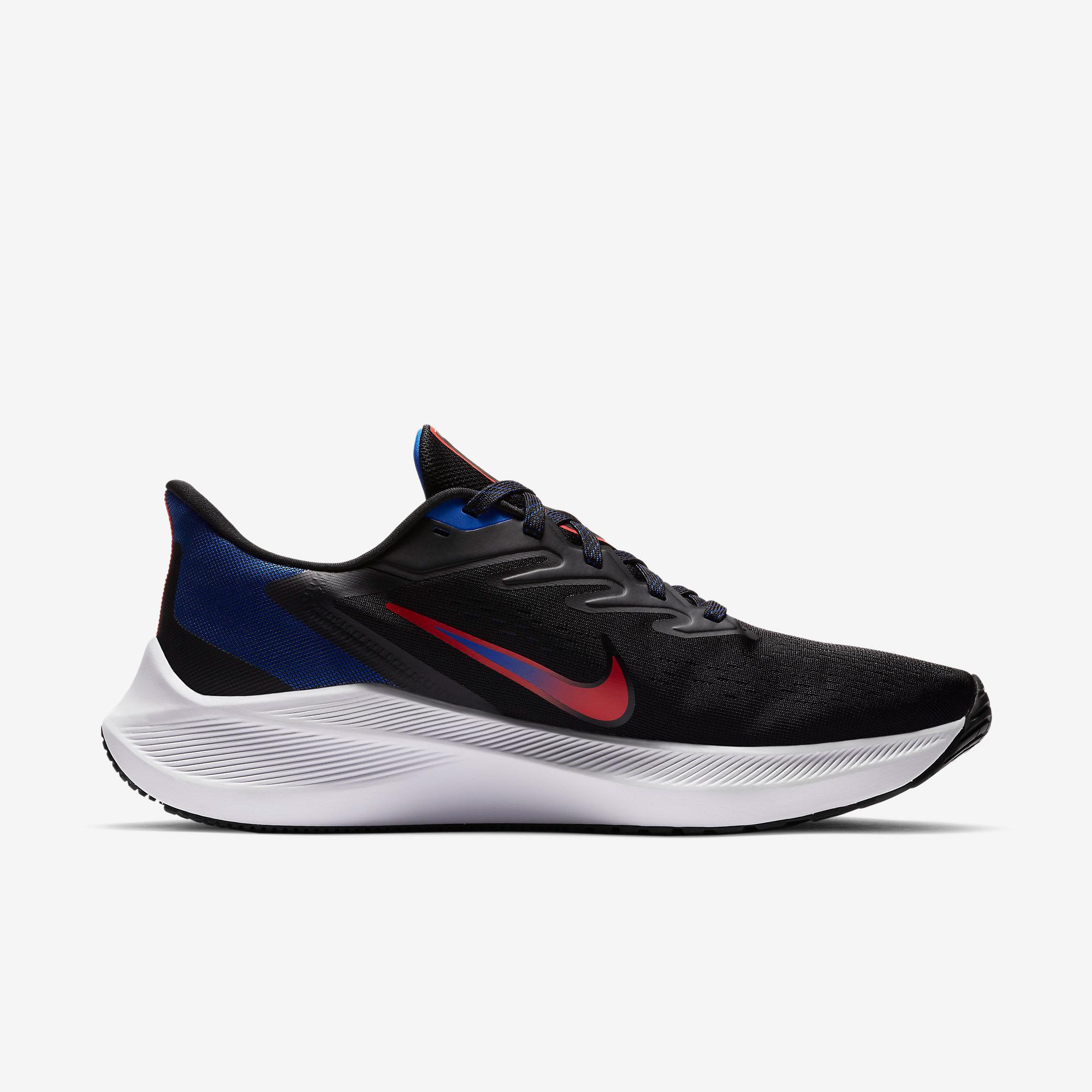 Nike Mens Air Zoom Winflow 7 Running Shoes - Black/Red/Blue ...