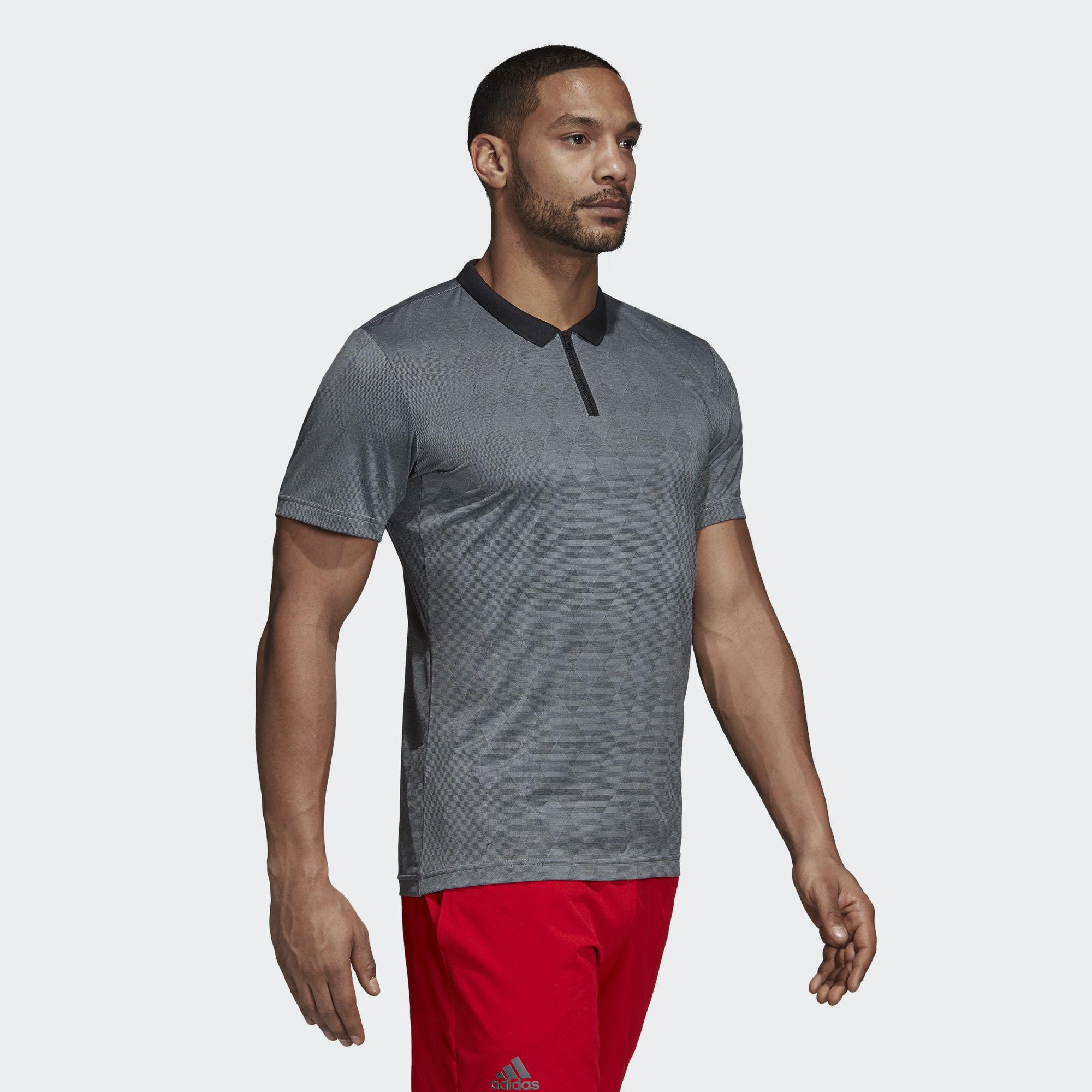 Adidas Mens Barricade Code Polo Shirt - Grey - Tennisnuts.com