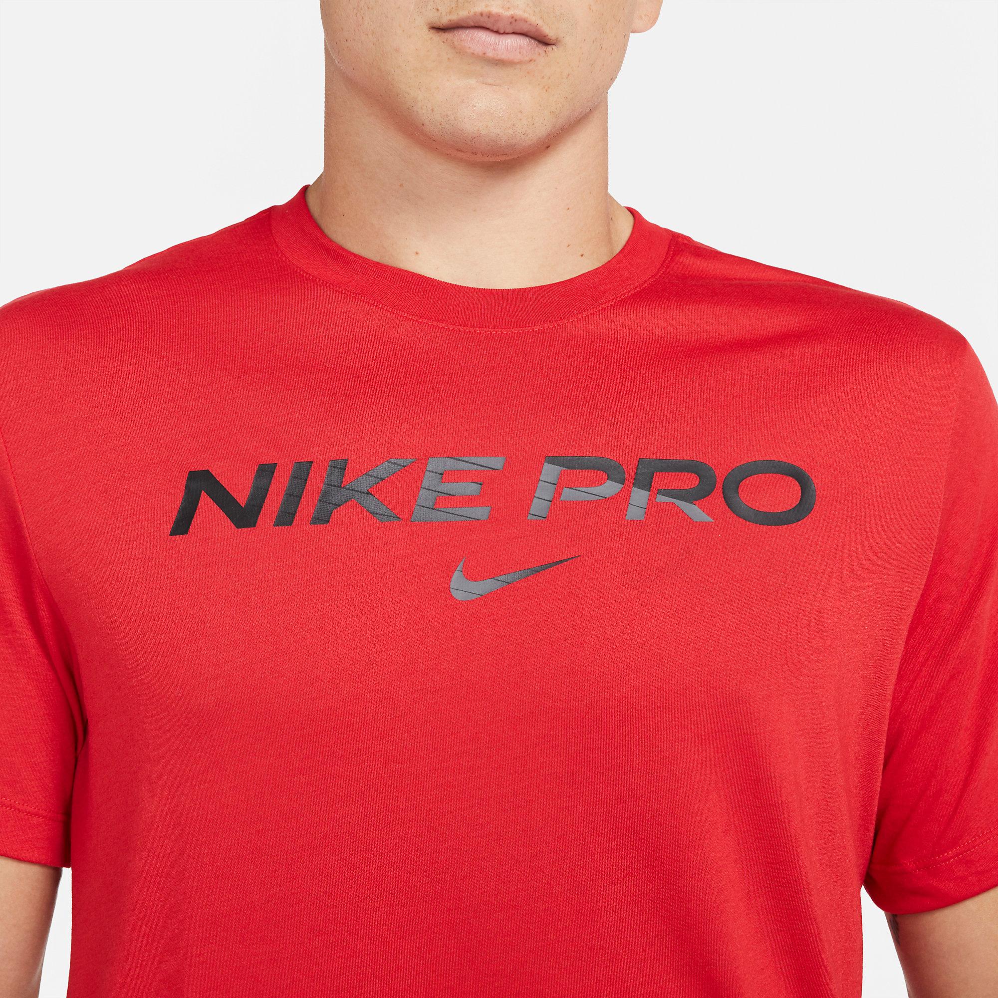 Nike Mens Pro Short Sleeve Top - Gym Red - Tennisnuts.com