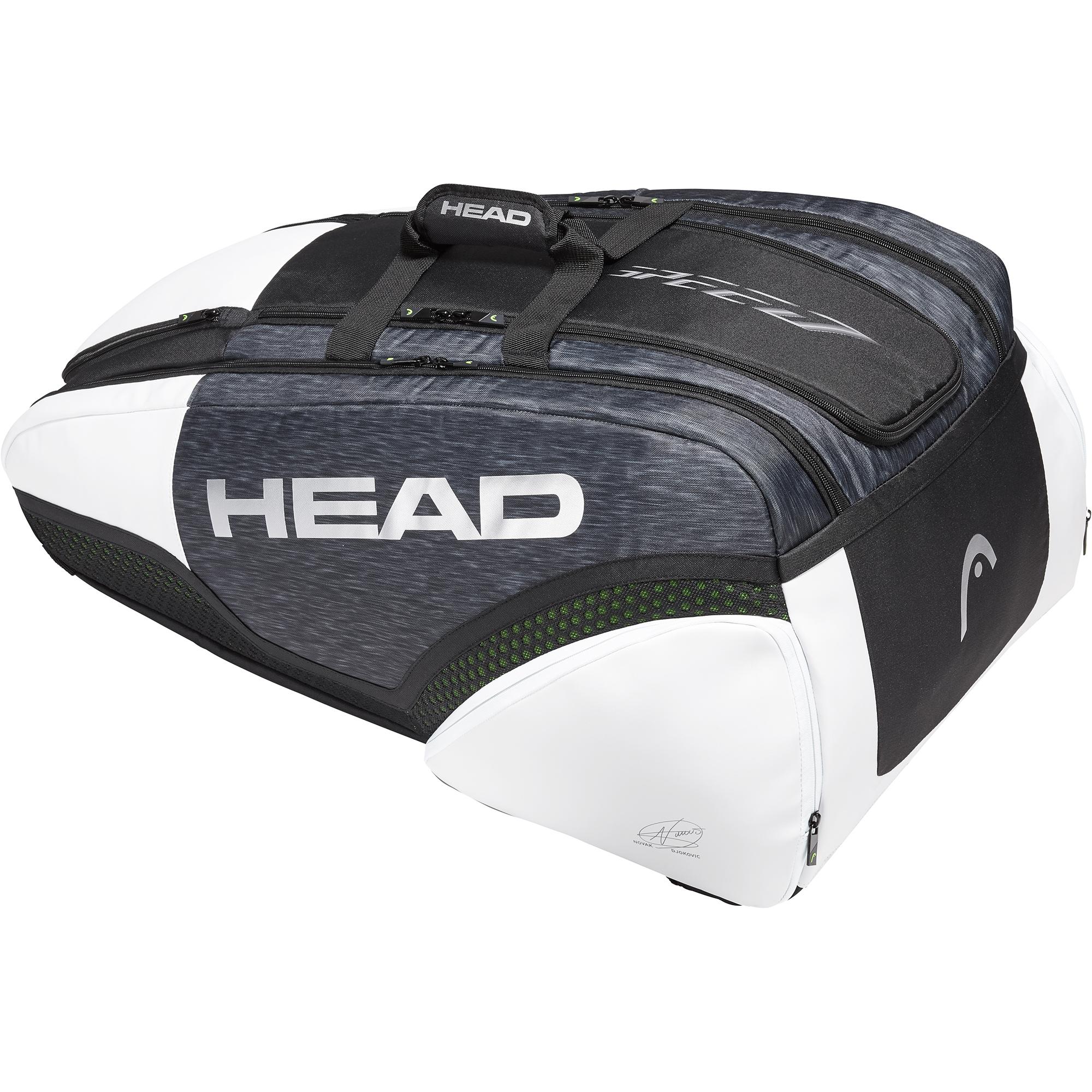 Head Djokovic Monstercombi 12 Racket Bag - Black/White - Tennisnuts.com
