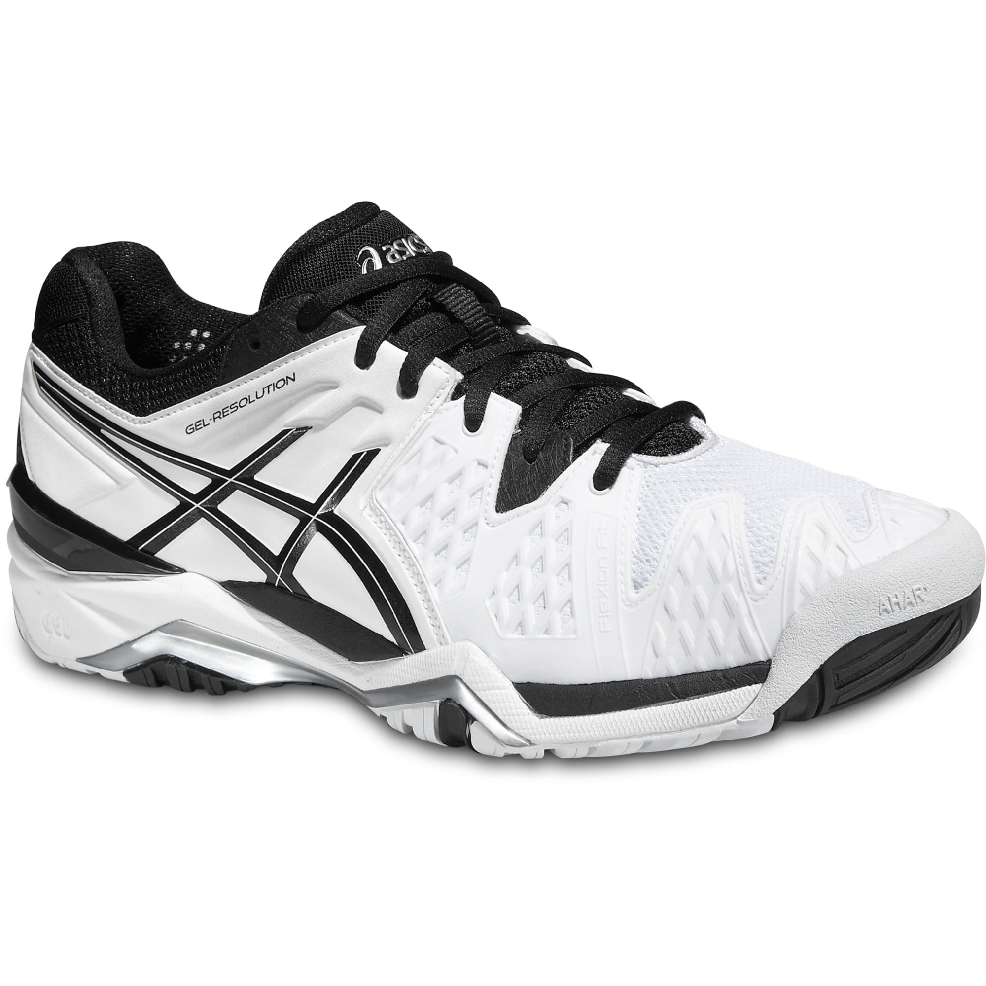 Asics Mens GEL-Resolution 6 Tennis Shoes - White/Black/Silver ...