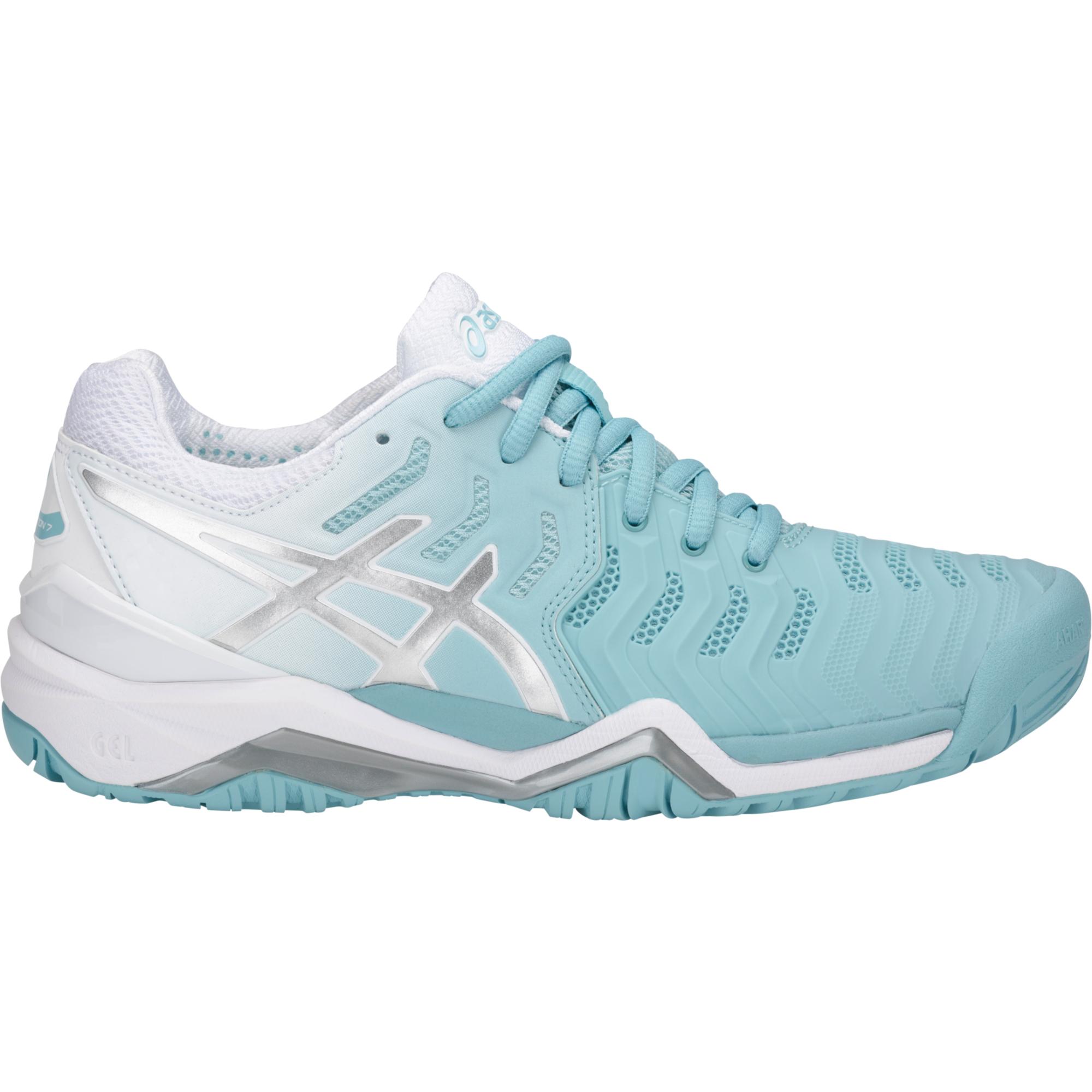 Asics Womens GEL Resolution 7 Tennis Shoes Porcelain Blue White Asics Womens GEL Resolution 7 Tennis Shoes Porcelain Blue White