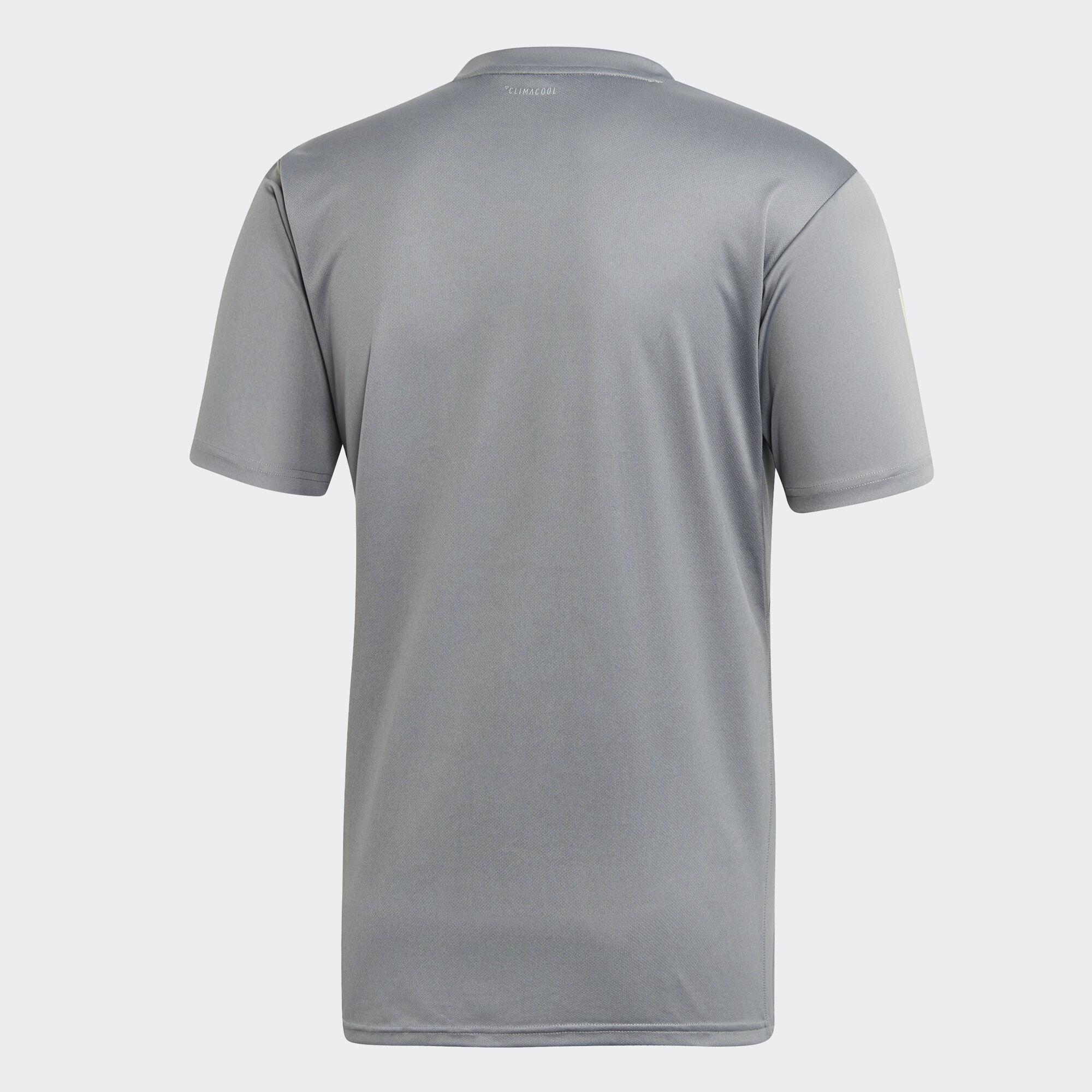 Adidas Mens 3-Stripes Club Tee - Grey Three/Glow Green - Tennisnuts.com