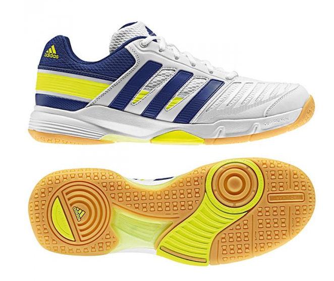 Adidas Mens Court Stabil Indoor Shoes - White/Hero Ink - Tennisnuts.com