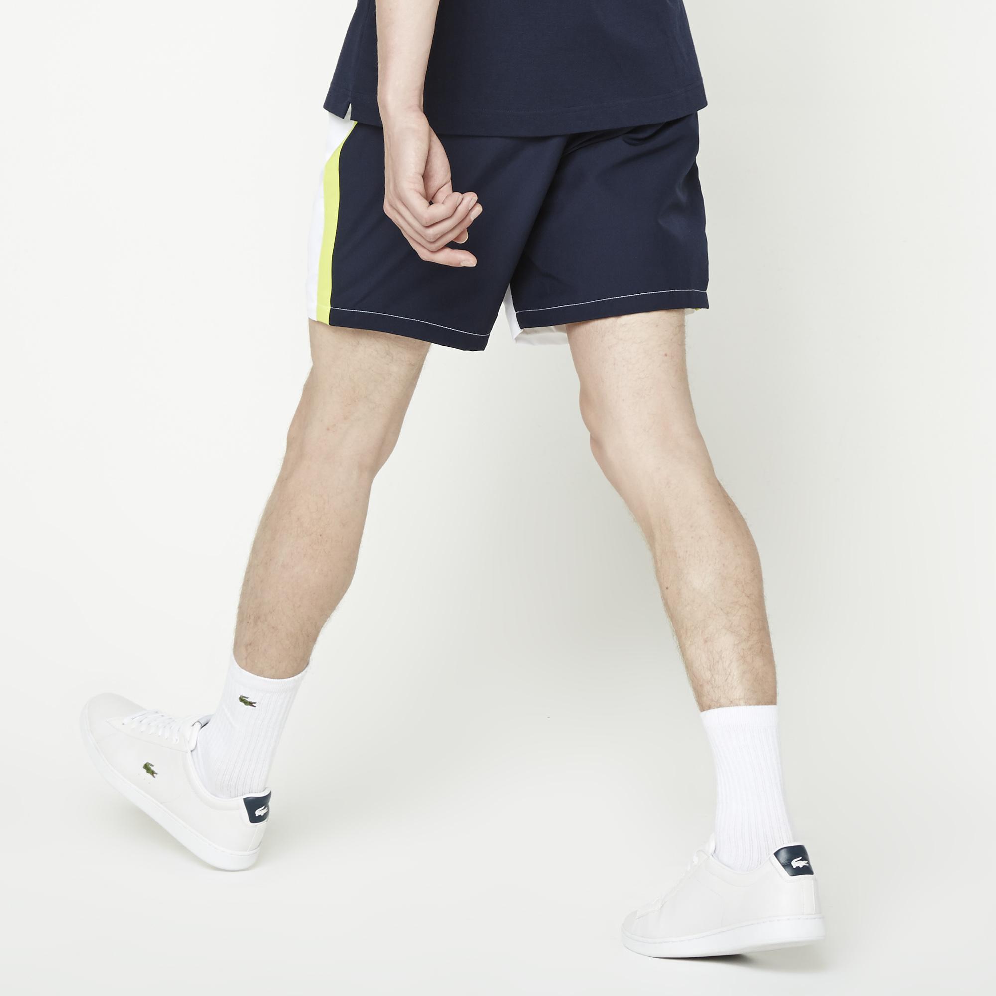 Lacoste Mens Two Tone Shorts - White/Navy/Lime - Tennisnuts.com