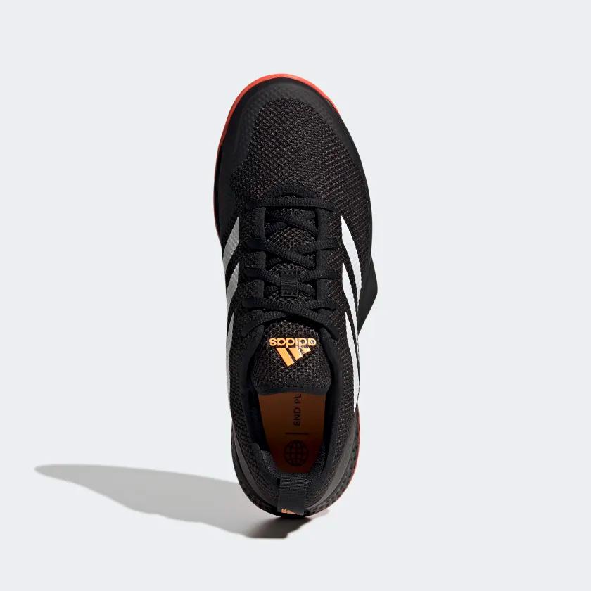 Adidas Mens Court Flash Tennis Shoes - Black/Solar Red - Tennisnuts.com