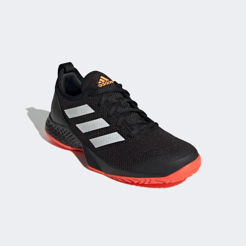 Adidas Mens Court Flash Tennis Shoes - Black/Solar Red - Tennisnuts.com